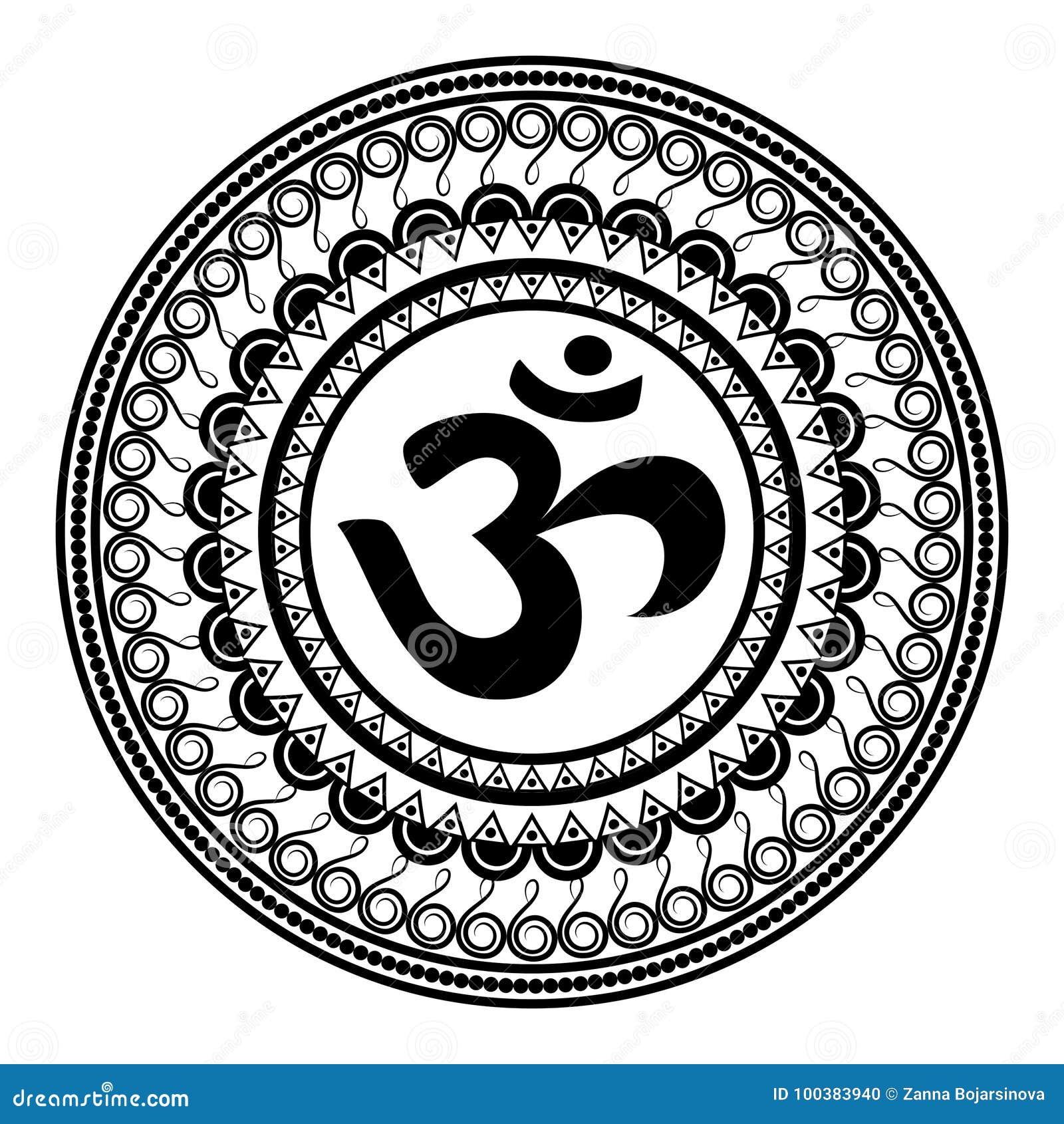 Om symbol inside mandala. stock vector. Illustration of oriental ...