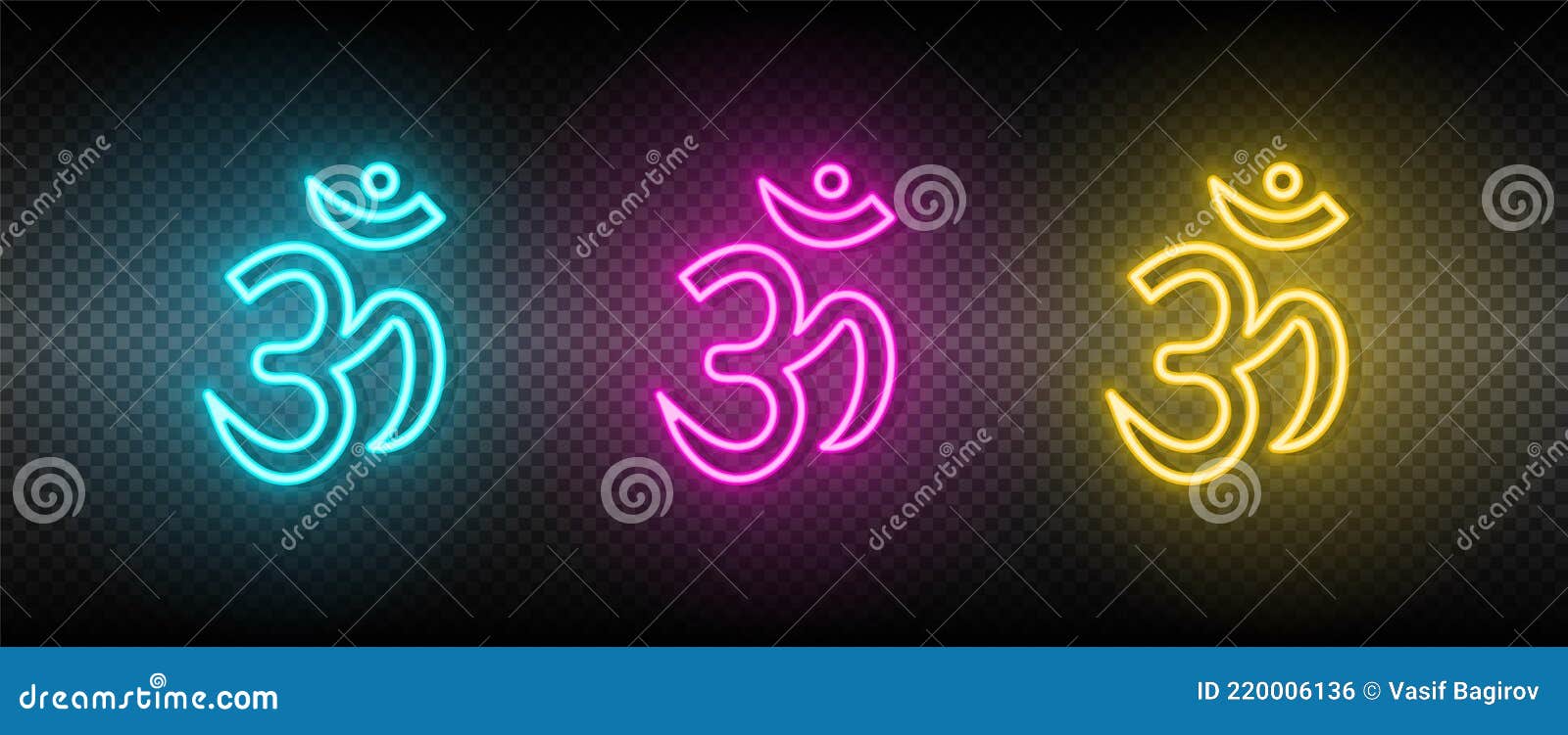 Om Symbol Neon Vector Icon. Stock Vector - Illustration of diwali ...