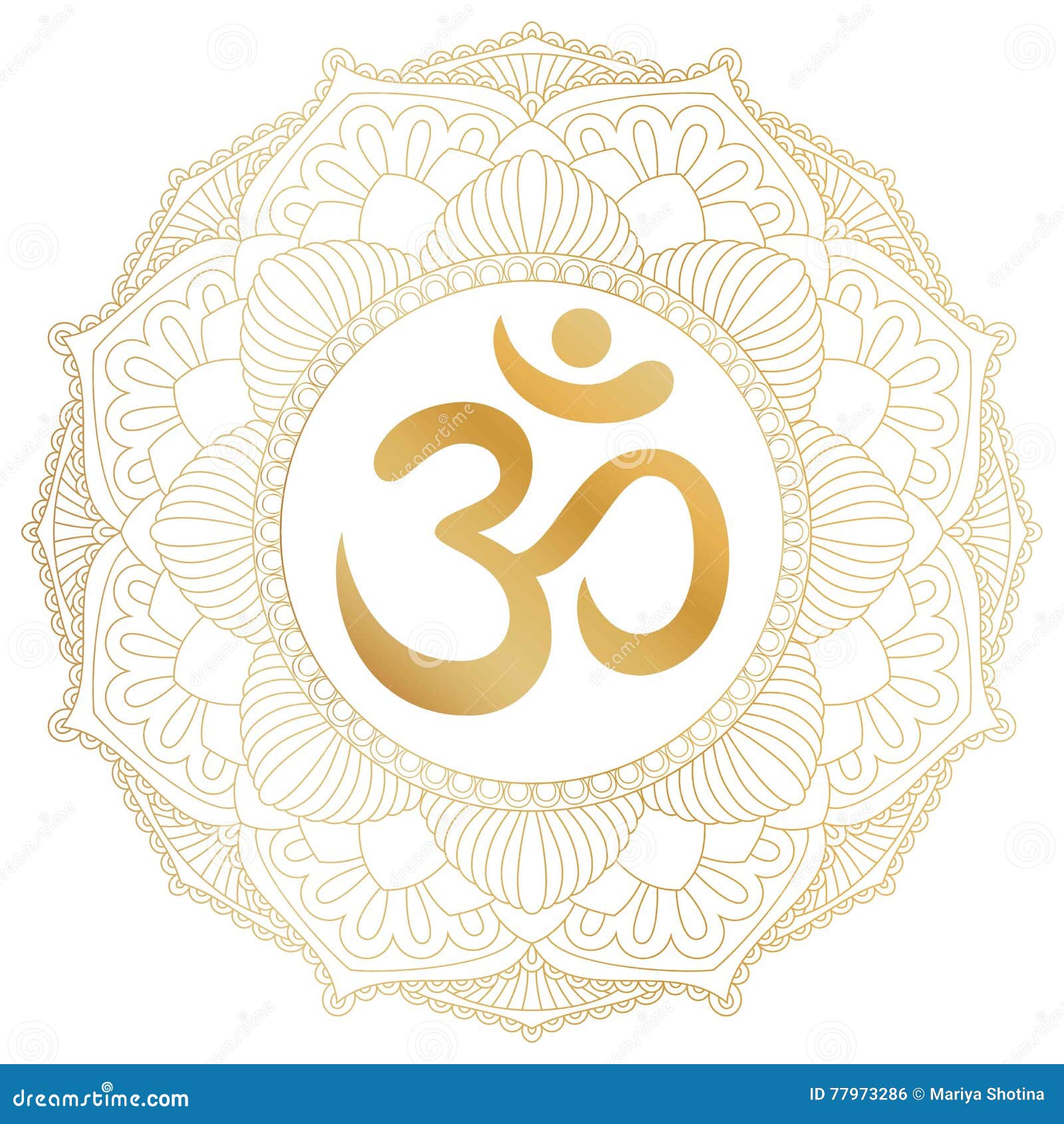Om Symbool in Decoratief Rond Mandalaornament Stock Illustratie ...