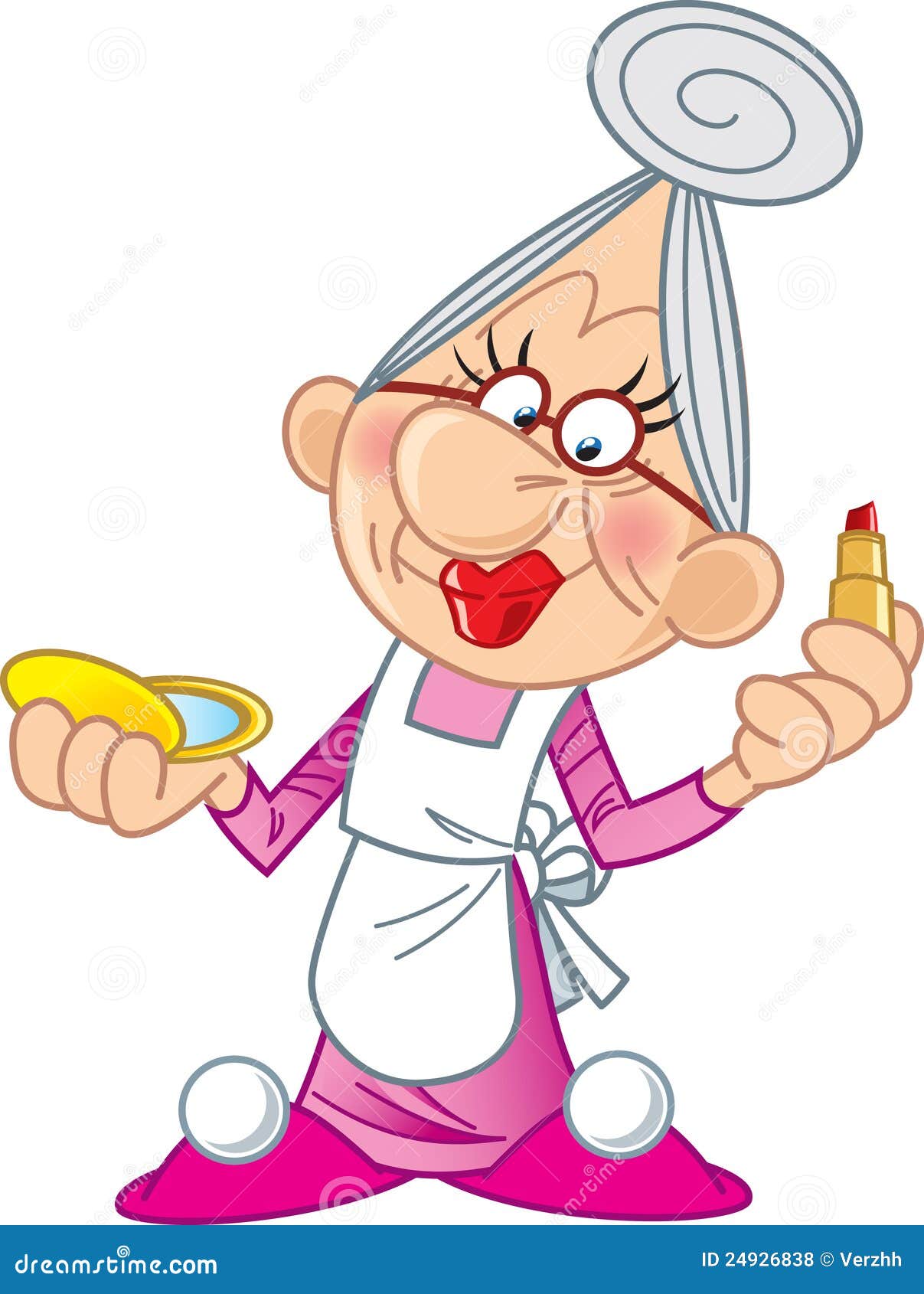 Oma met lippenstift vector illustratie. Illustration of beeldverhaal ...