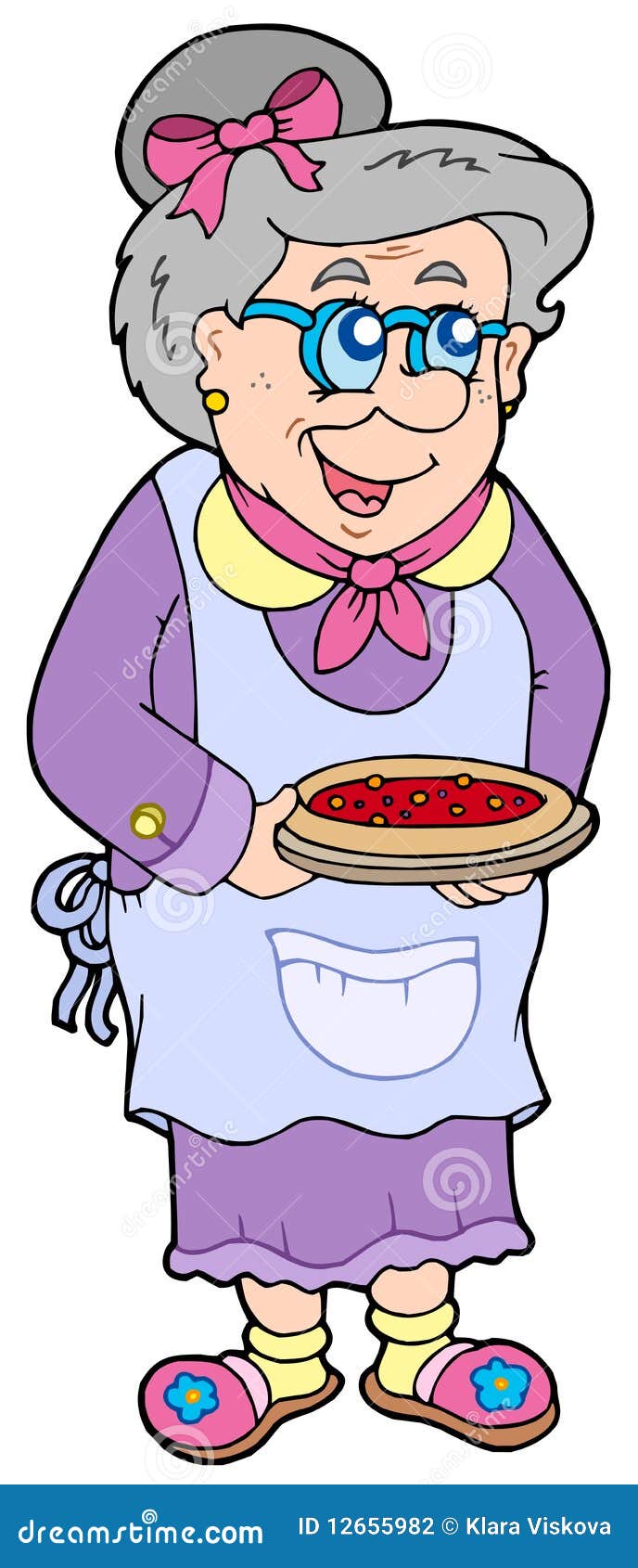 Oma mit Kuchen vektor abbildung. Illustration von familie - 12655982