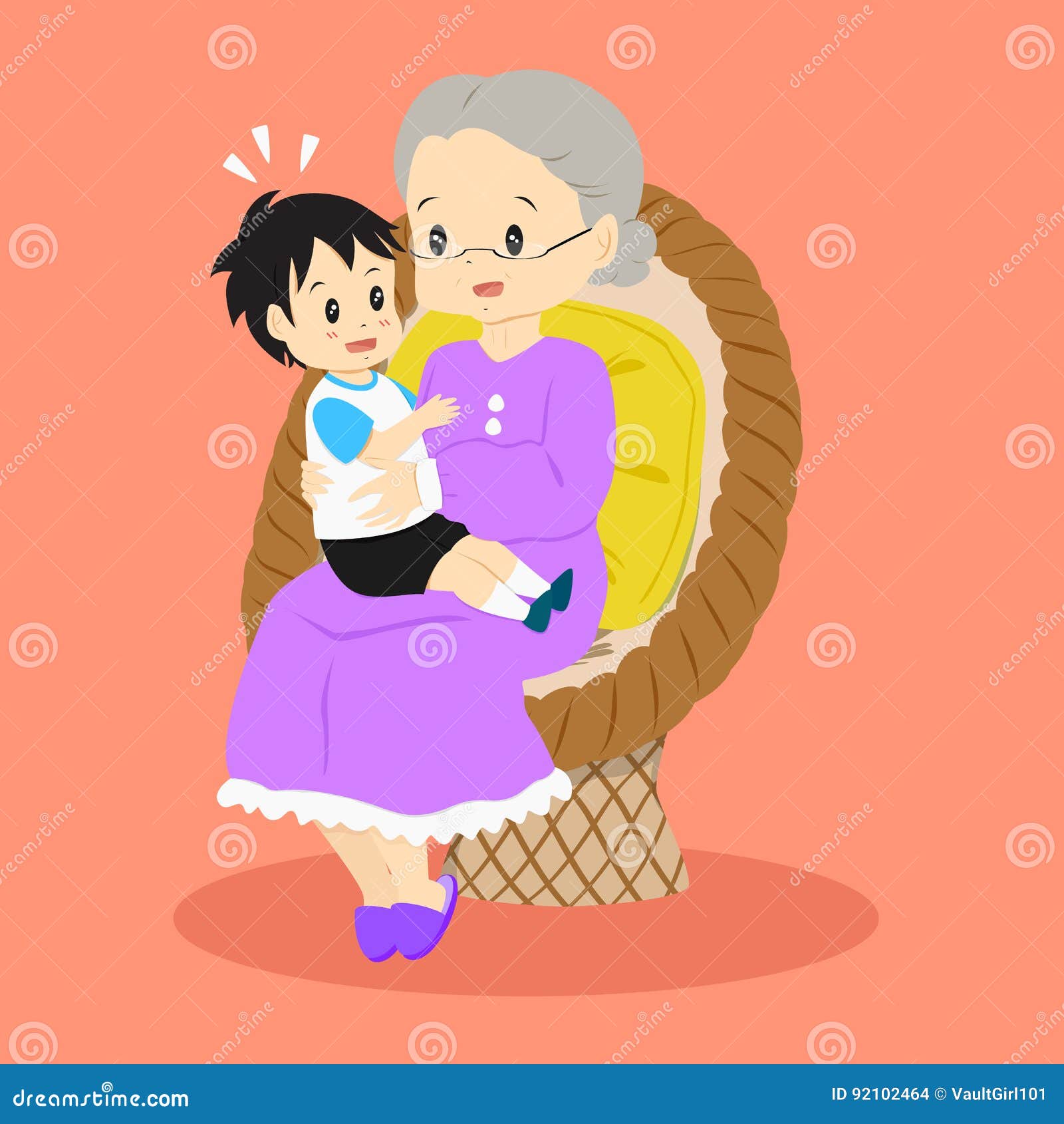 Oma-und Enkel-Vektor vektor abbildung. Illustration von familie - 92102464