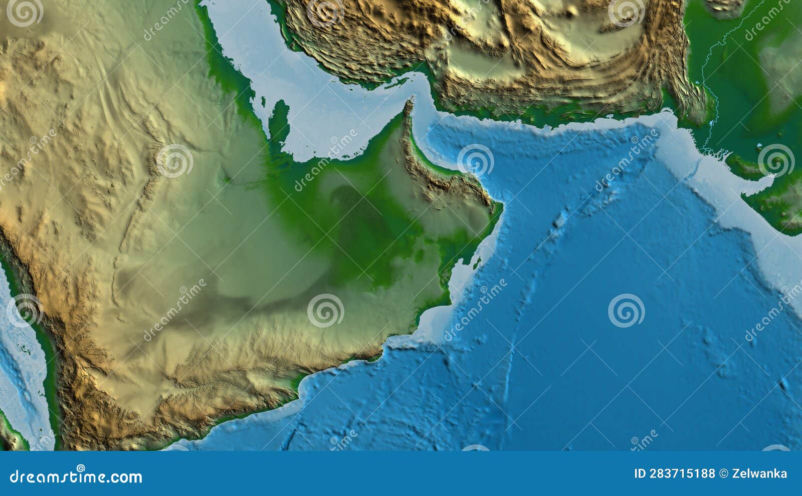 Oman area. Physical map stock illustration. Illustration of country - 283715188