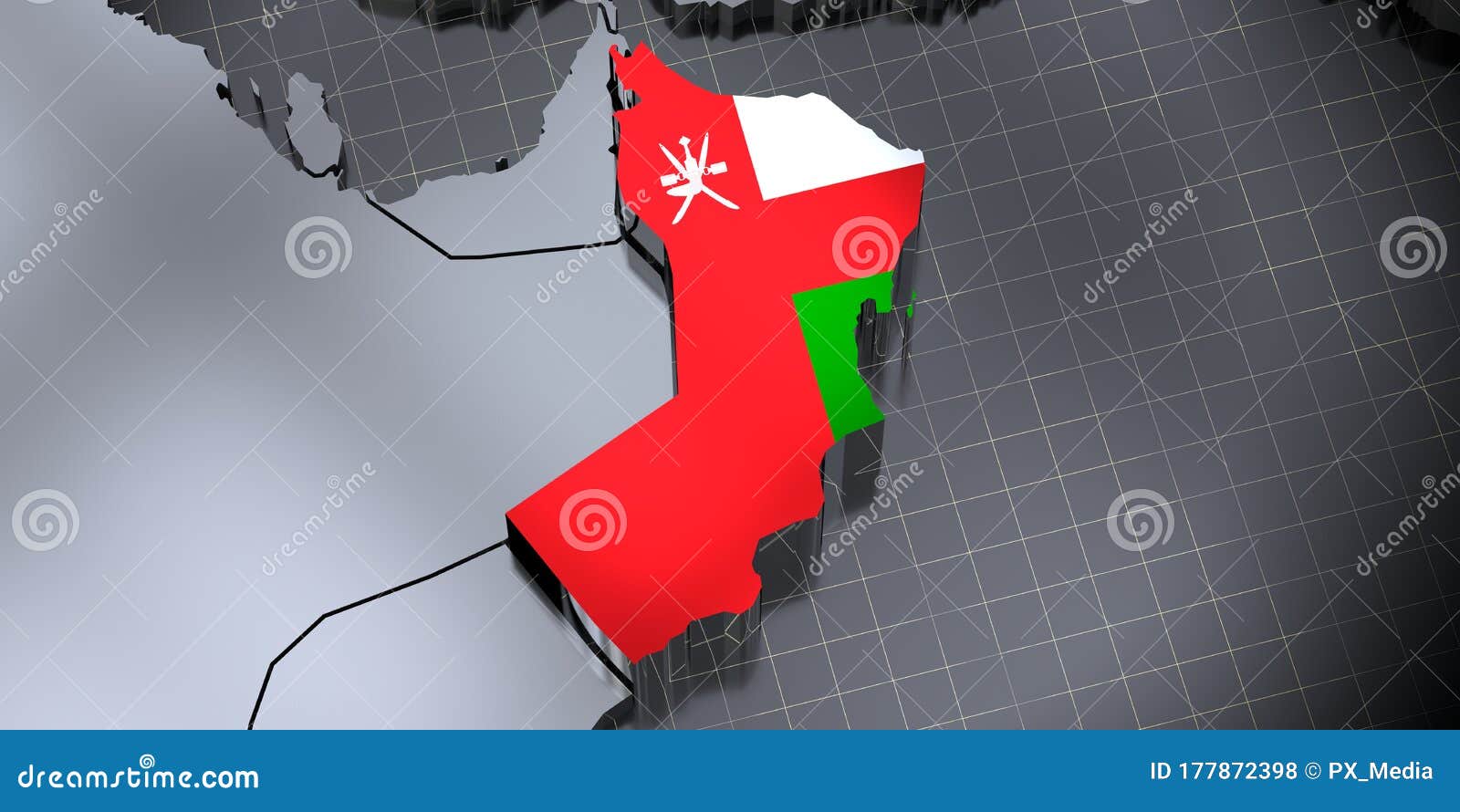 Oman - borders and flag stock illustration. Illustration of simple ...