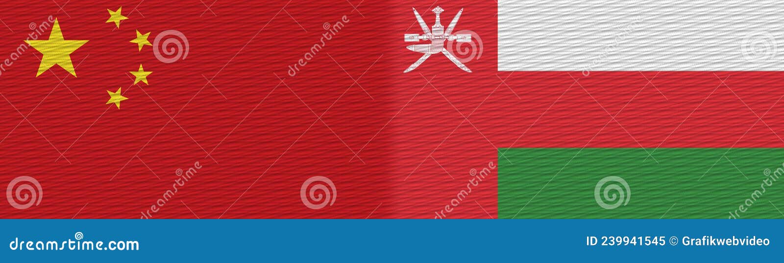 Oman and China Chinese Fabric Texture Flag Stock Illustration ...