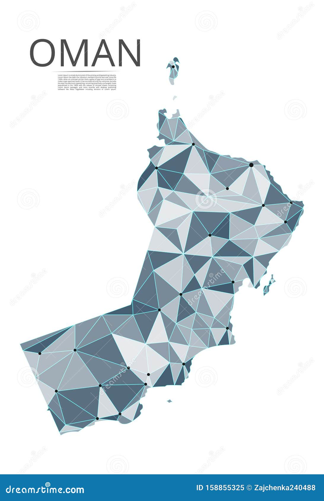 Oman Communication Network Map. Vector Low Poly Image of a Global Map ...