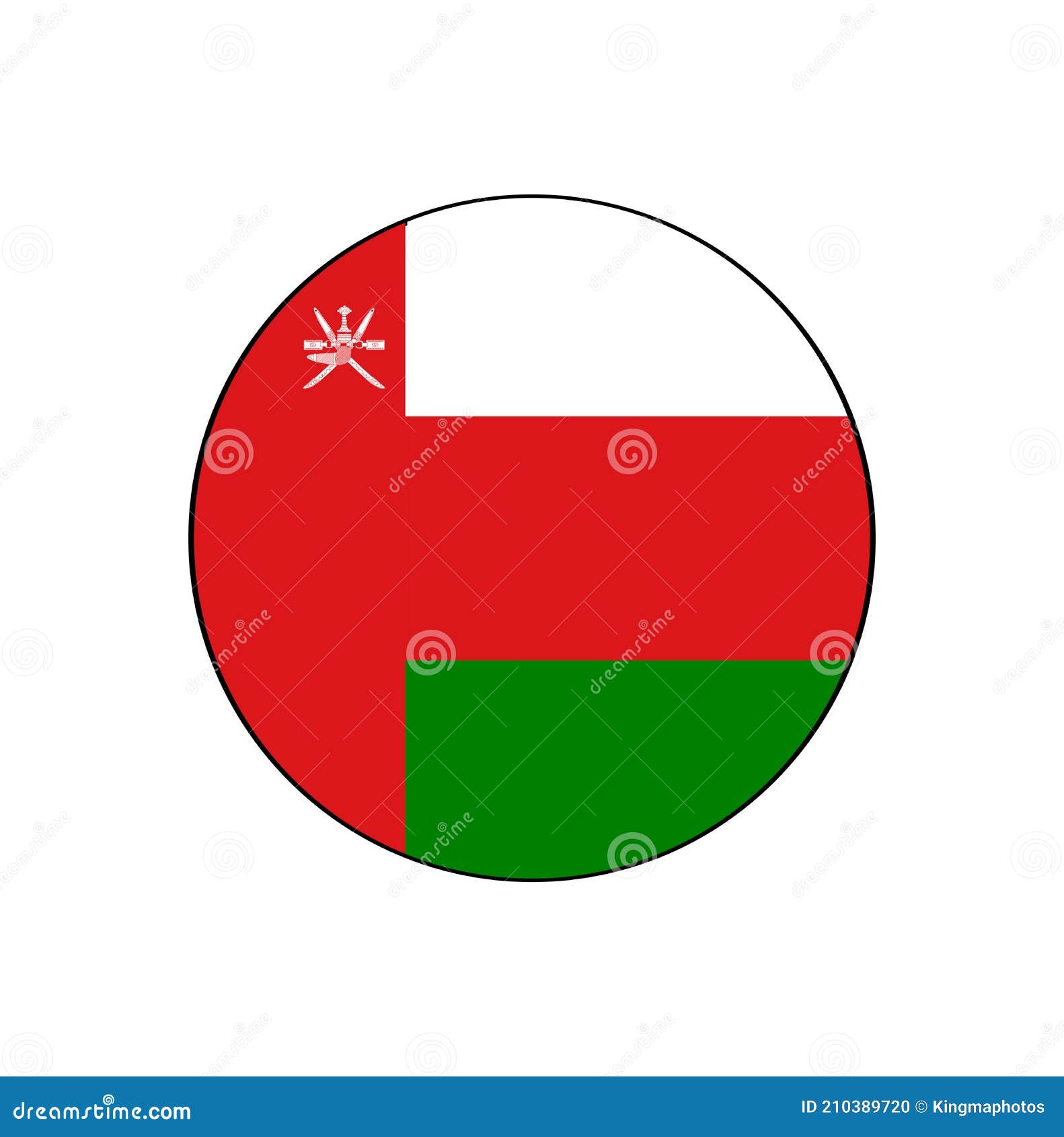 Oman Flag Circle Rounded Push Button on Isolated White for Middle East ...