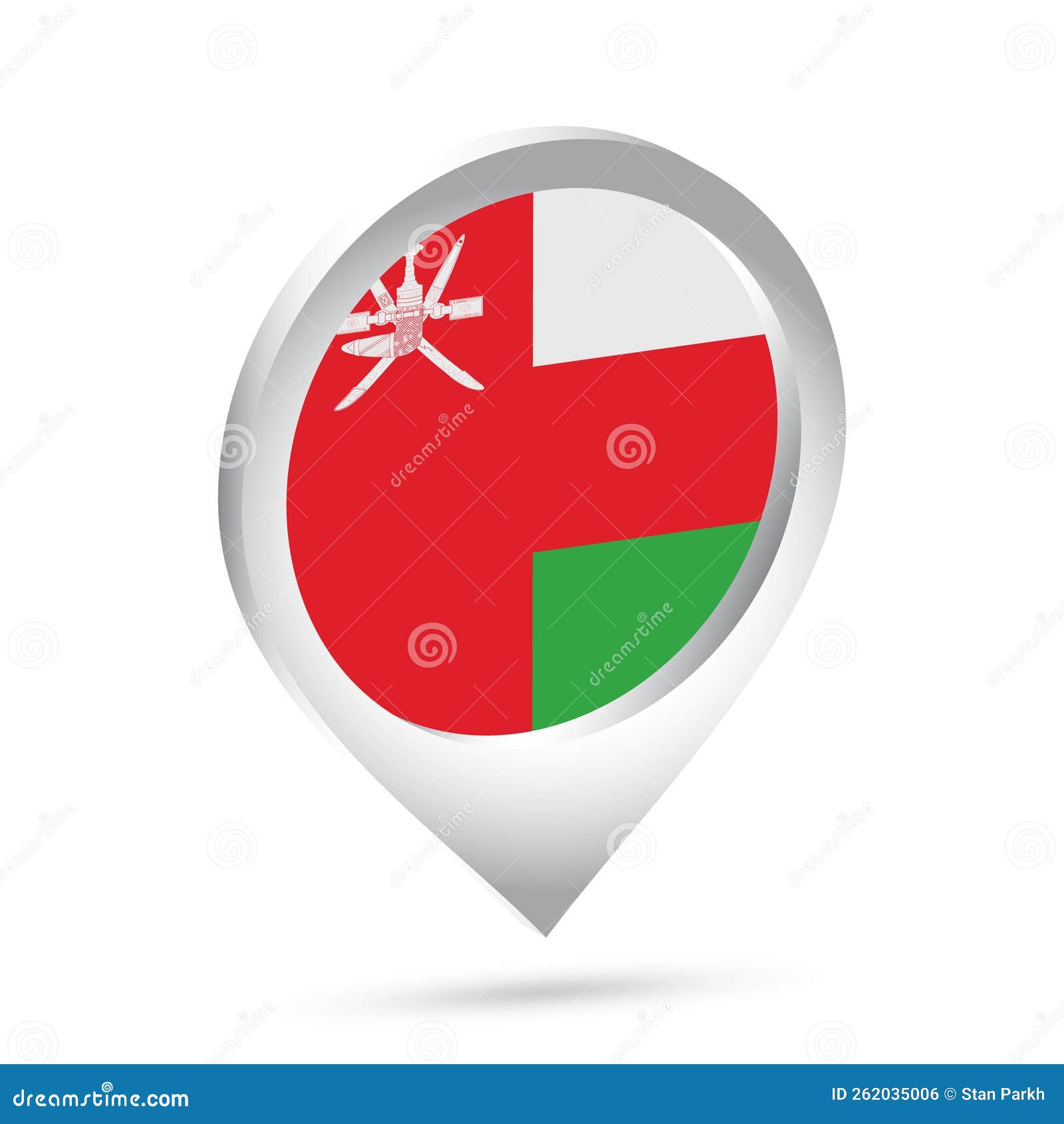 Oman flag 3d pin icon stock vector. Illustration of pointer - 262035006