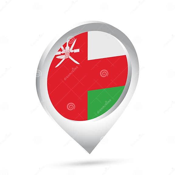 Oman flag 3d pin icon stock vector. Illustration of pointer - 262035006