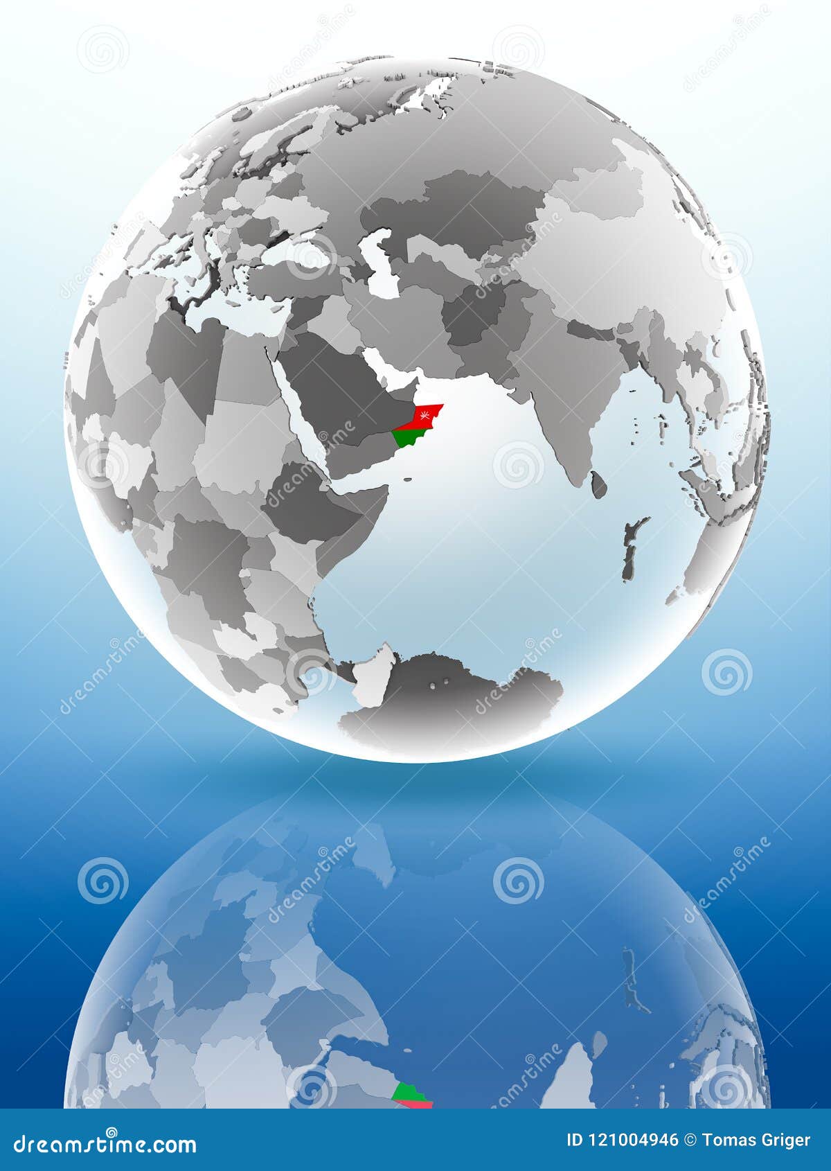 Oman on political globe stock illustration. Illustration of asian ...