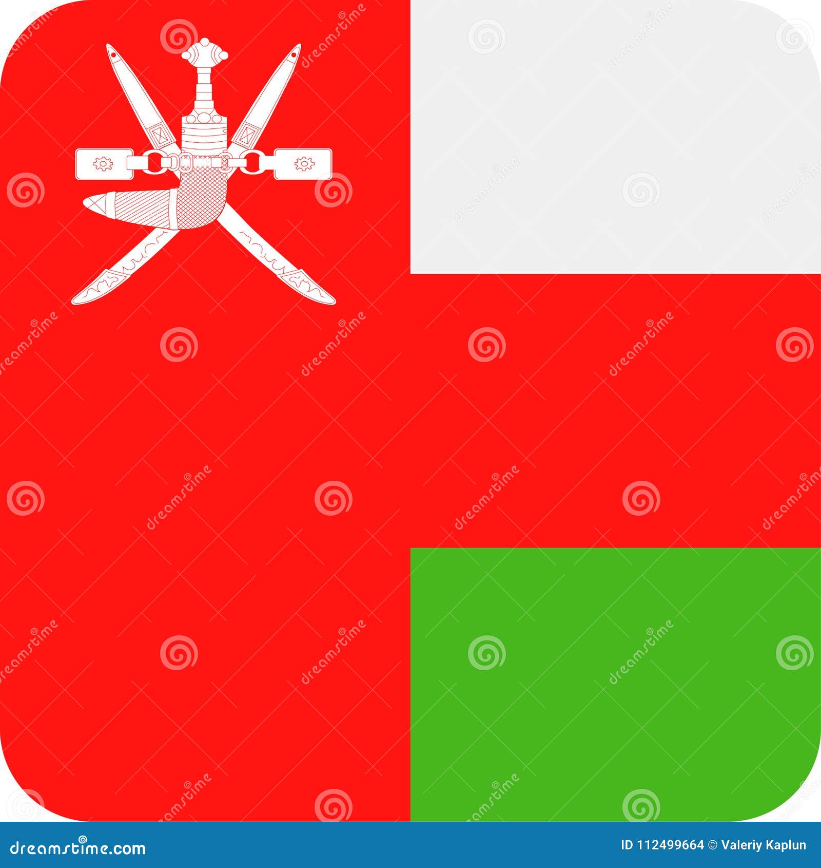 Oman Flag Vector Square Flat Icon Stock Illustration - Illustration of ...