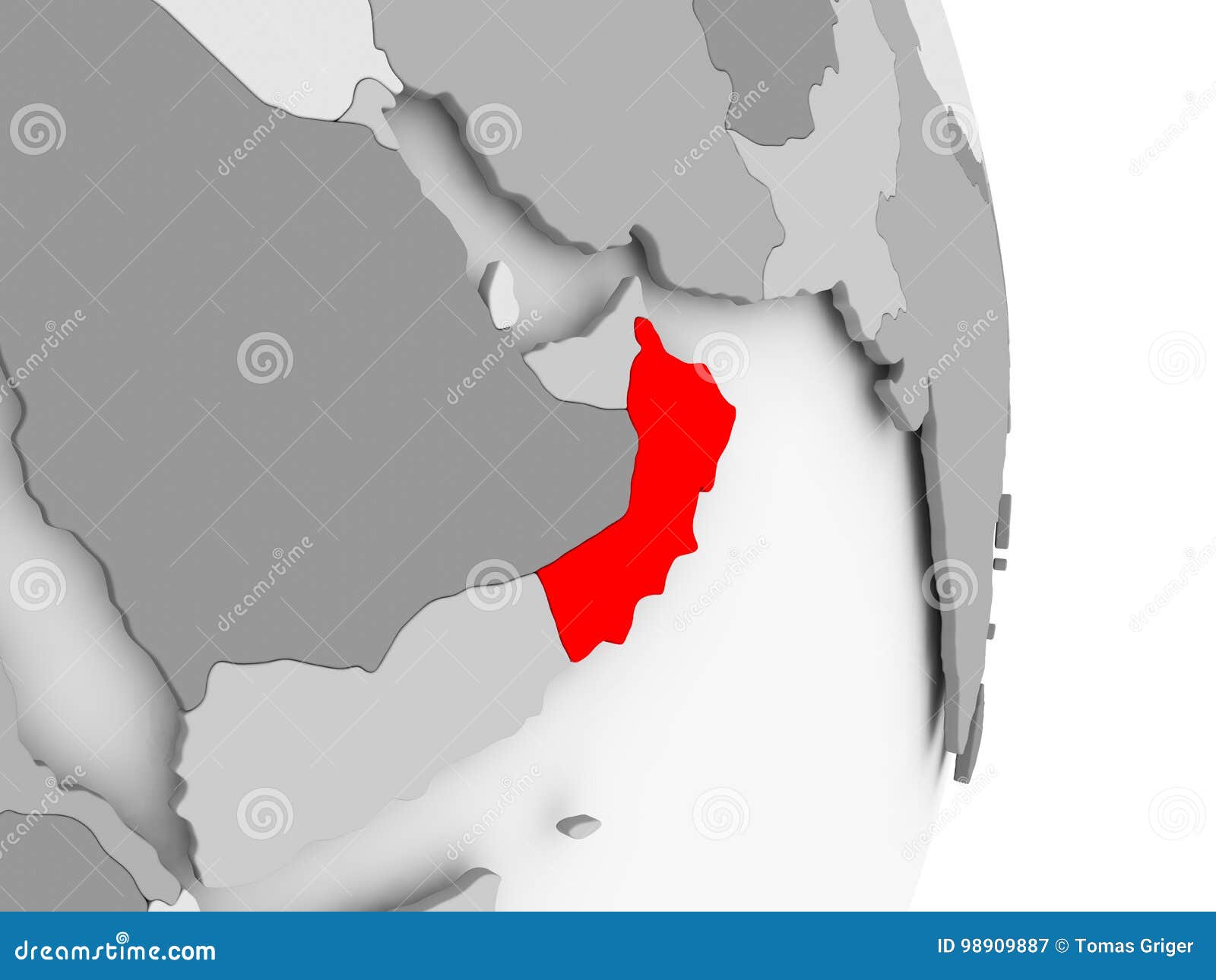 Oman on Grey Political Globe Stock Illustration - Illustration of ...