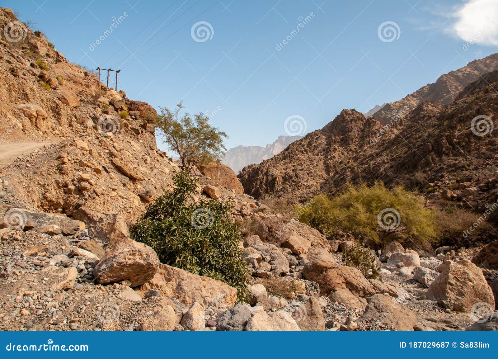 Oman Hajar mountains stock image. Image of canyon, palms - 187029687