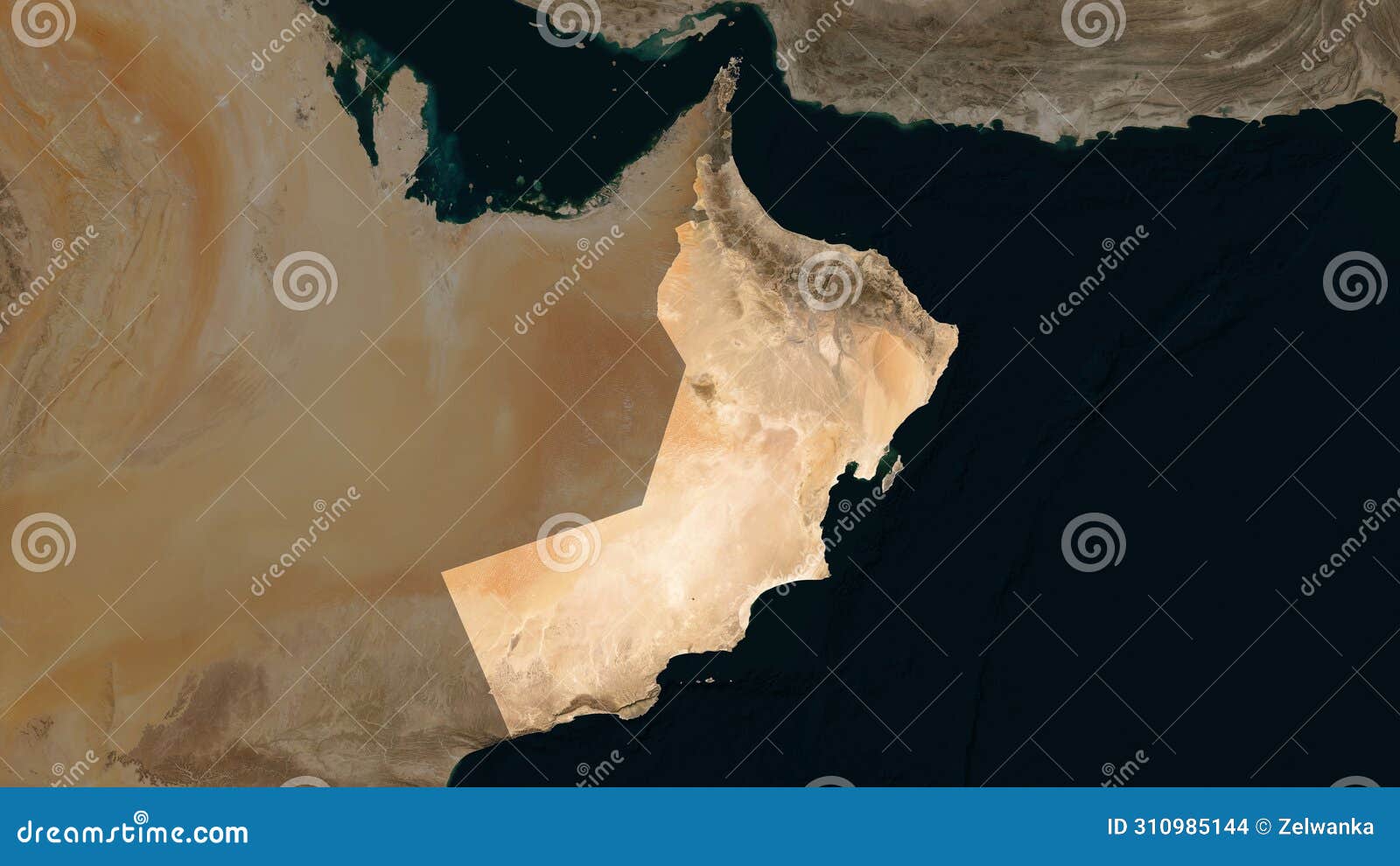 Oman Highlighted. Low-res Satellite Stock Illustration - Illustration ...