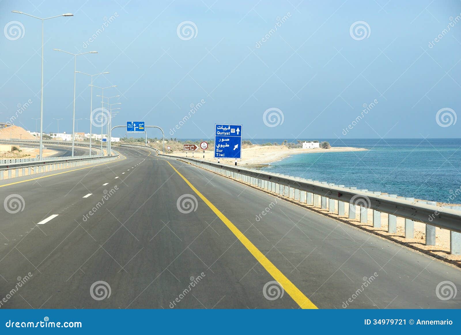 Oman highway stock image. Image of ocean, landscape, bush - 34979721