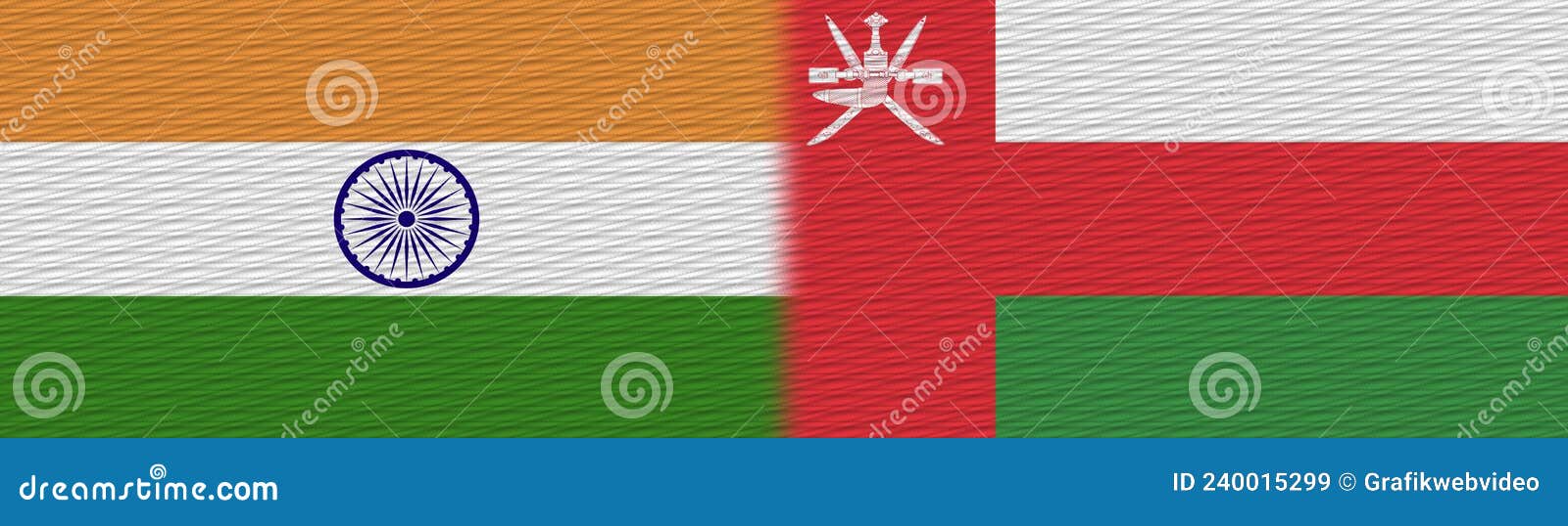 Oman and India Fabric Texture Flag â€“ 3D Illustrations Stock ...