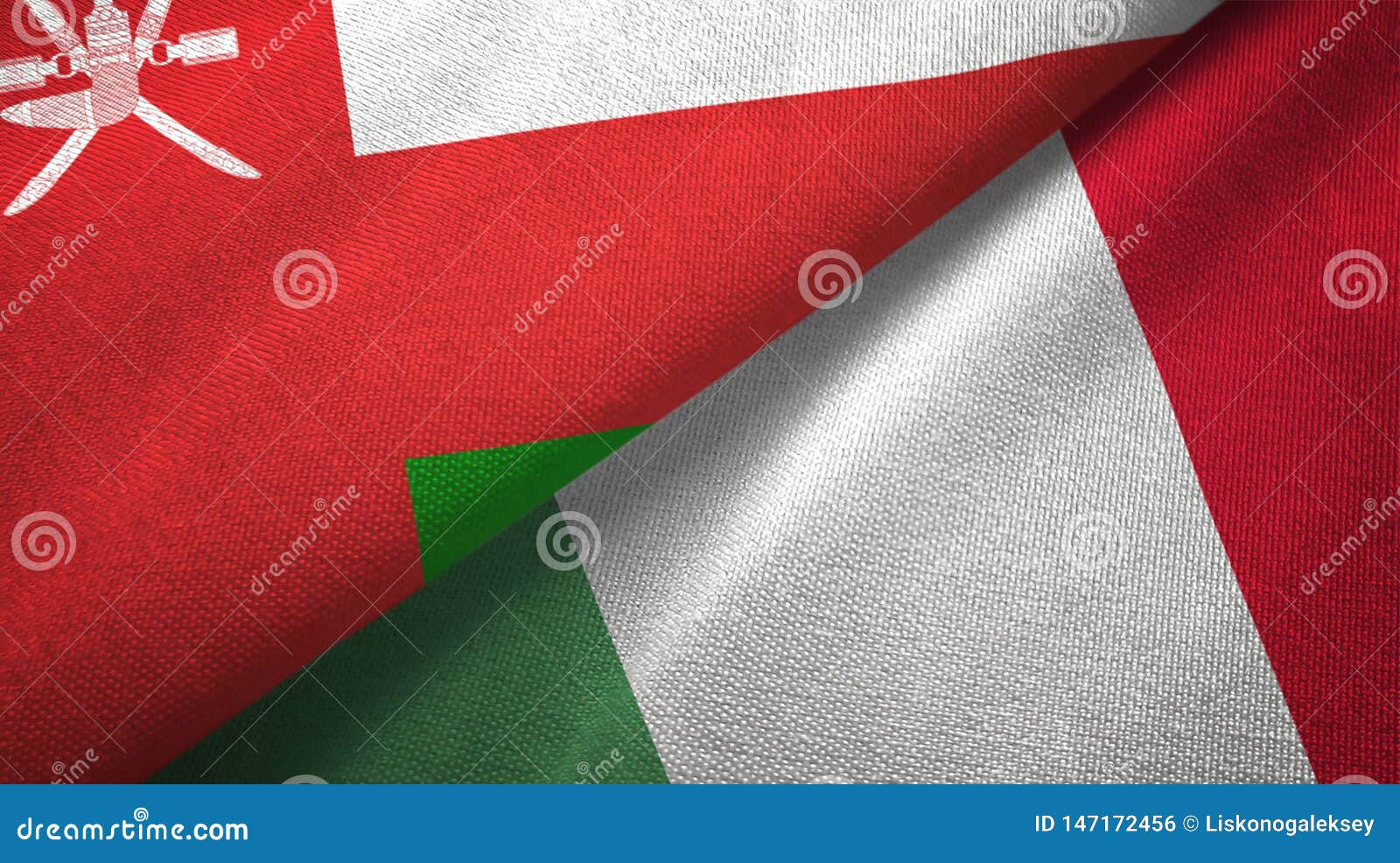 Oman And Italy Flags Together Fabric Texture Illustration Royalty-Free ...