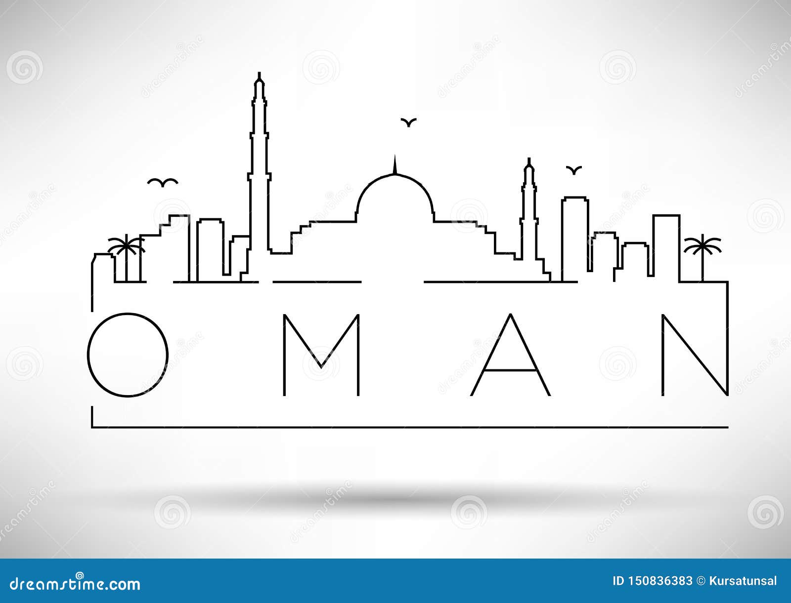 Oman Line Silhouette Typographic Design Stock Illustration ...