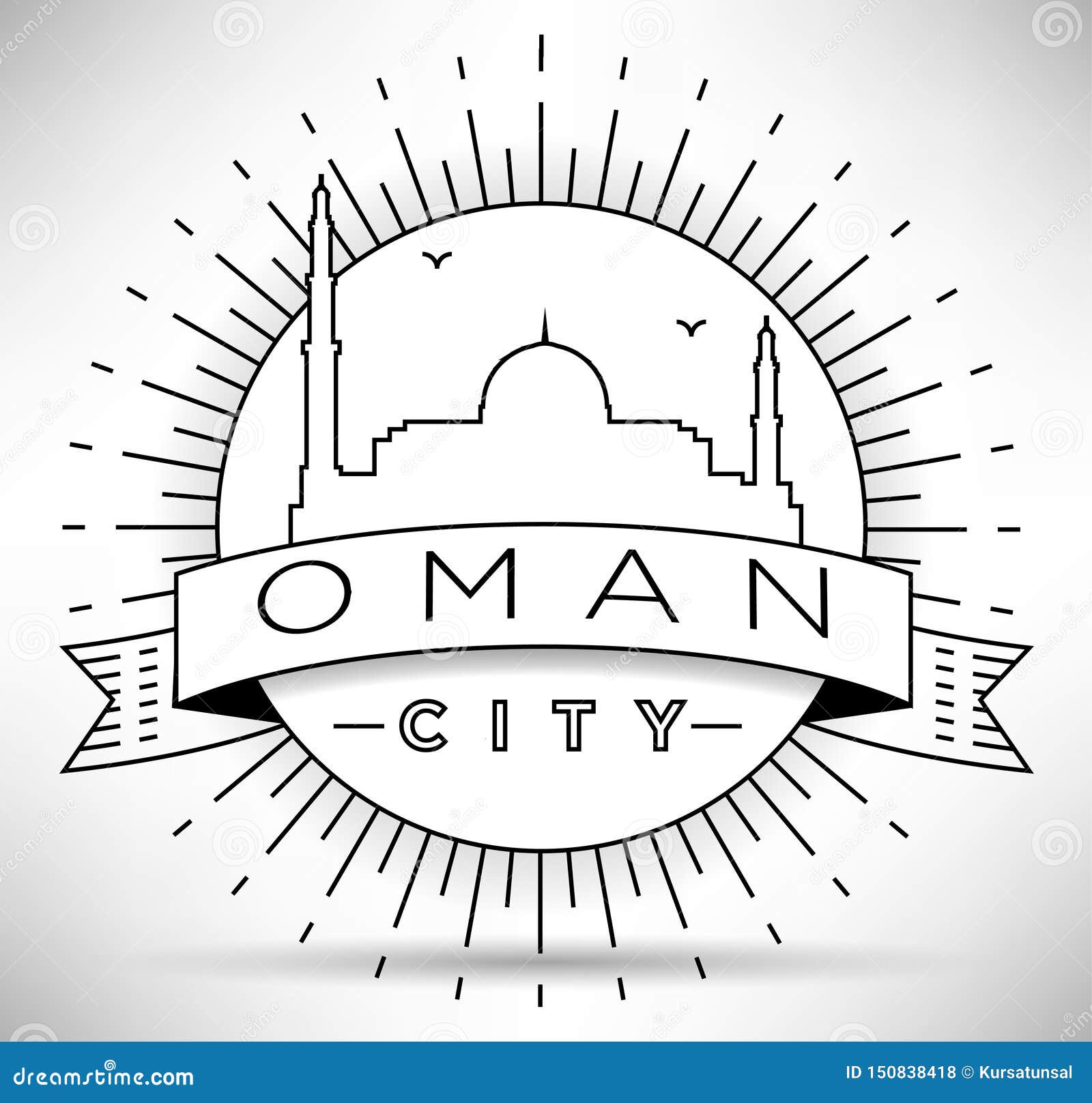 Oman Line Silhouette Typographic Design Stock Illustration ...
