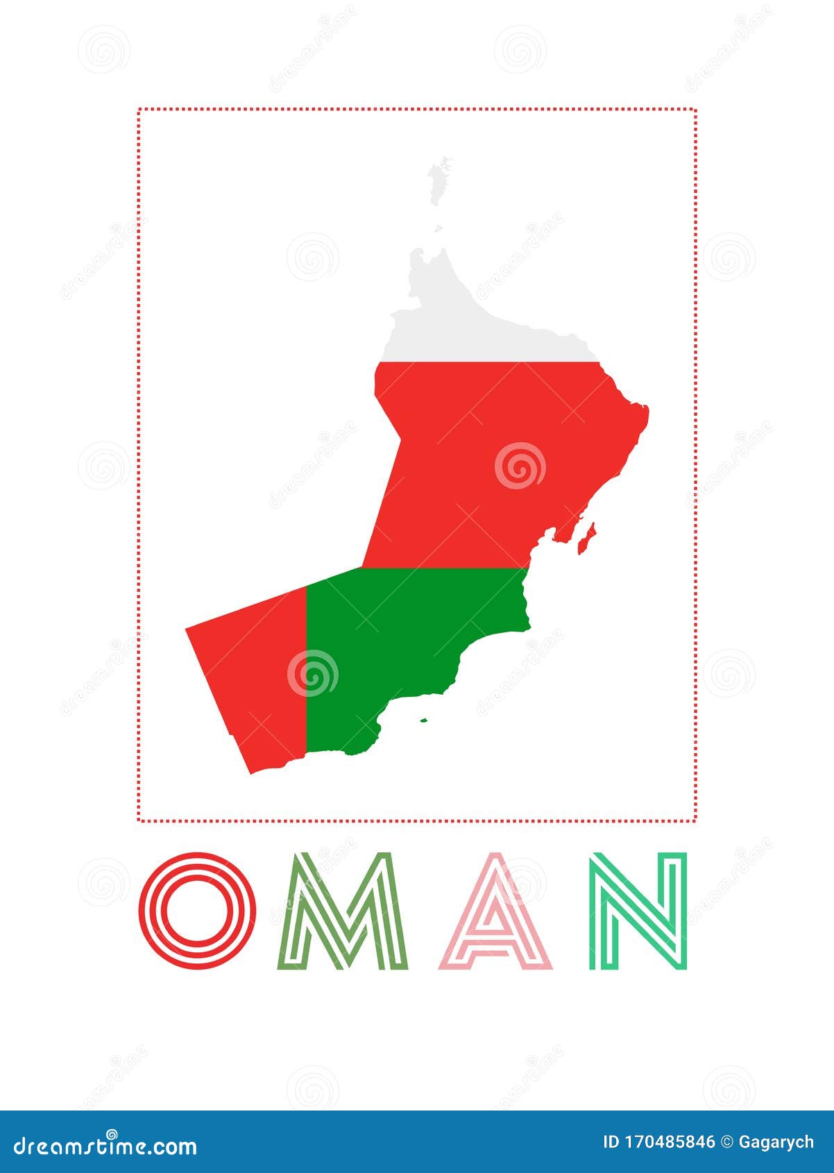 Oman Logo. Map of Oman with Country Name and Flag Stock Vector ...