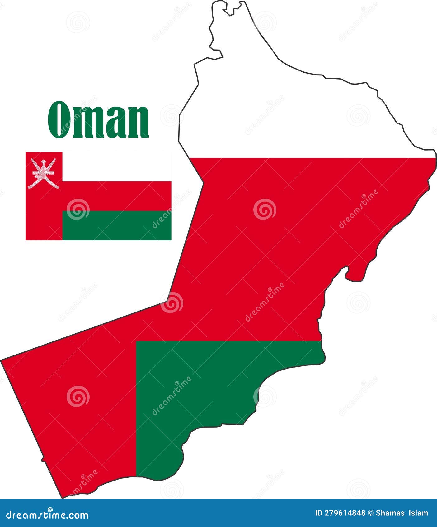 Oman Map and Flag Illustration Vector Stock Vector - Illustration of ...
