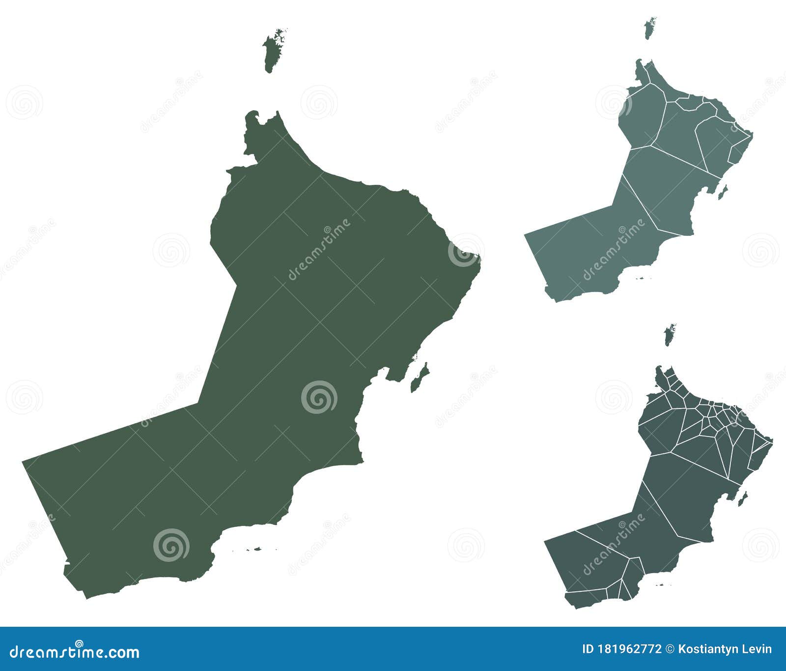 Oman Map Outline Administrative Regions Vector Template for Infographic ...