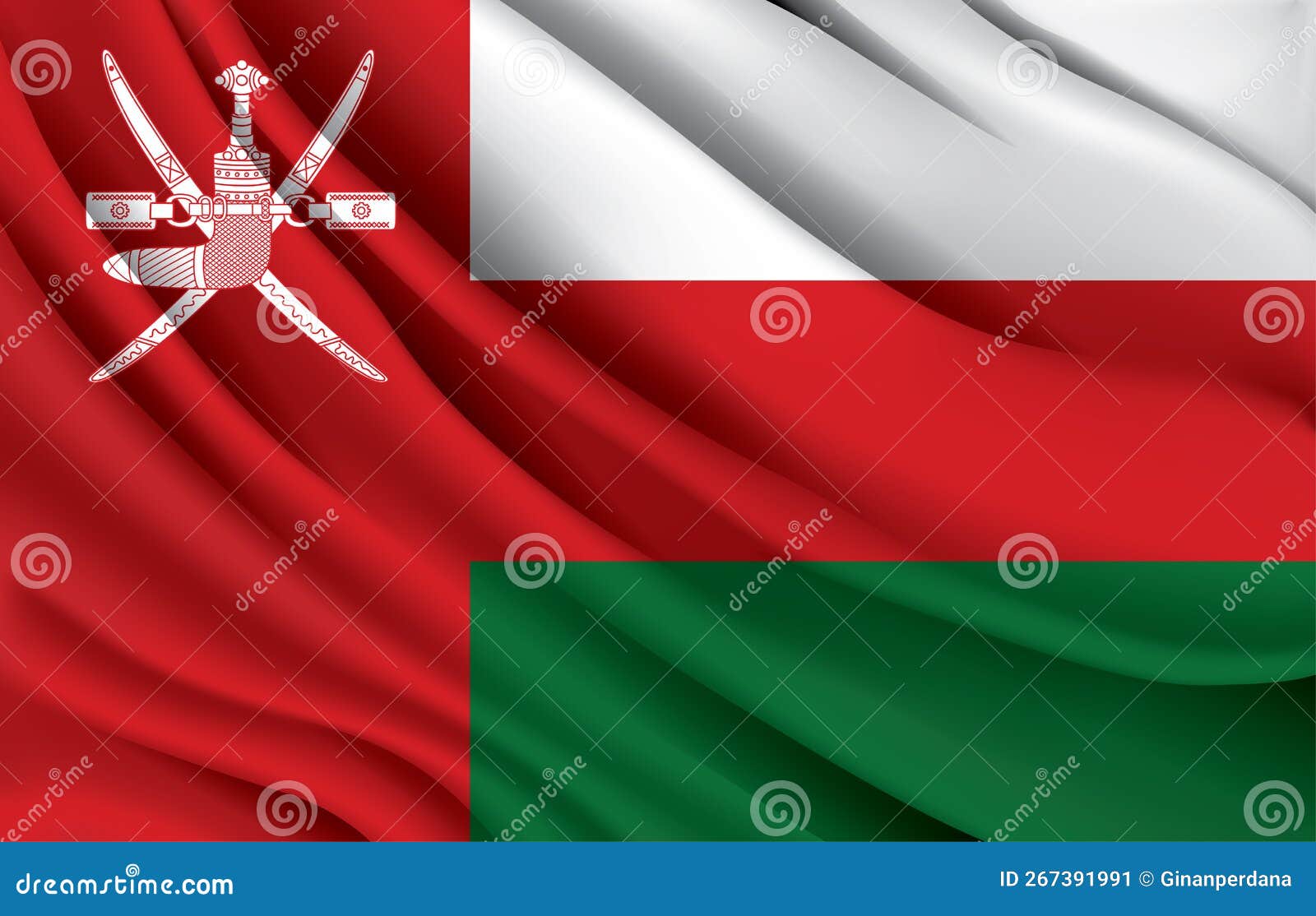 Oman National Flag Waving Realistic Vector Illustration Stock Vector ...