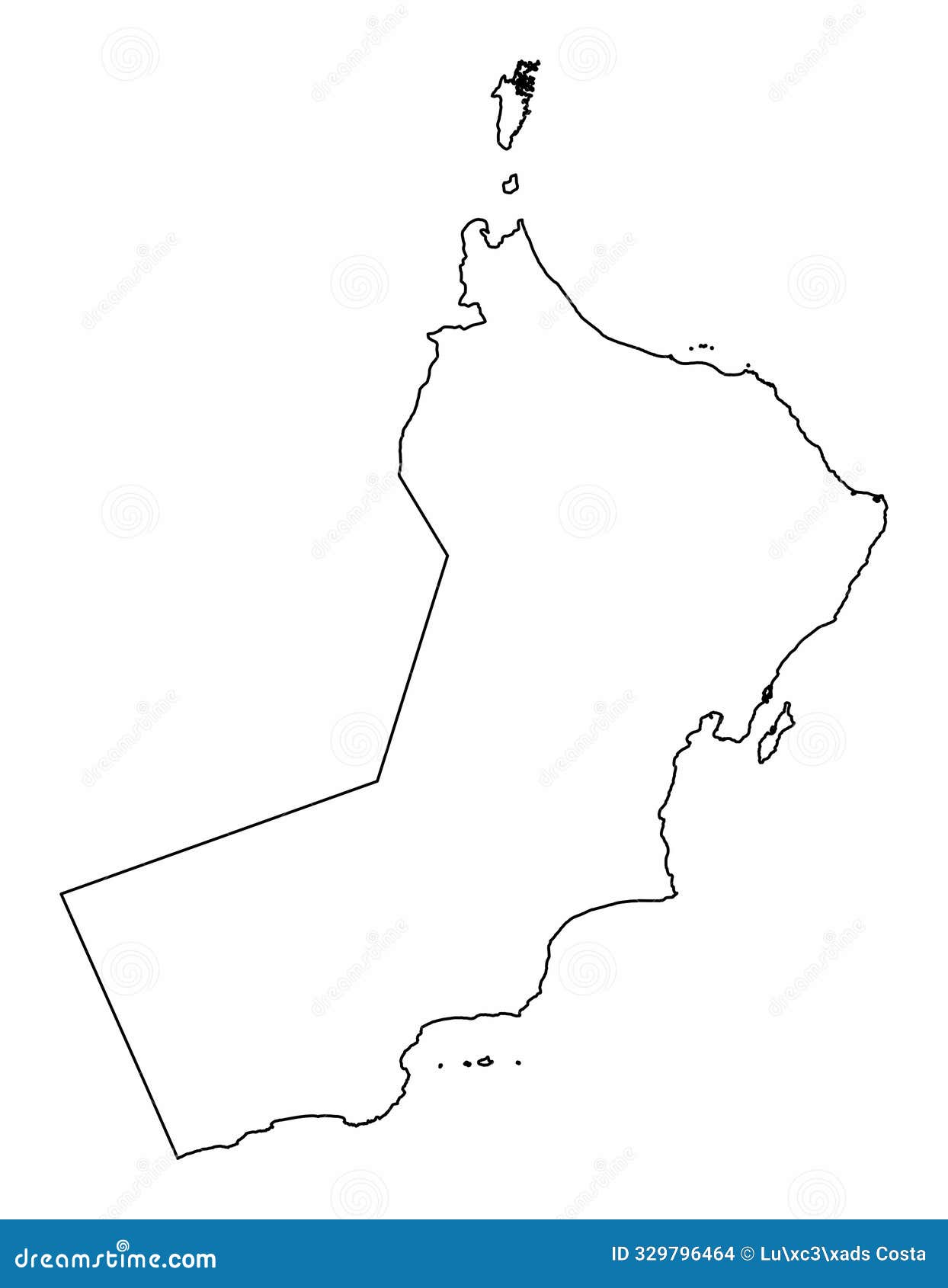 Oman Outline Map State Shape Country Borders Cartoon Vector ...