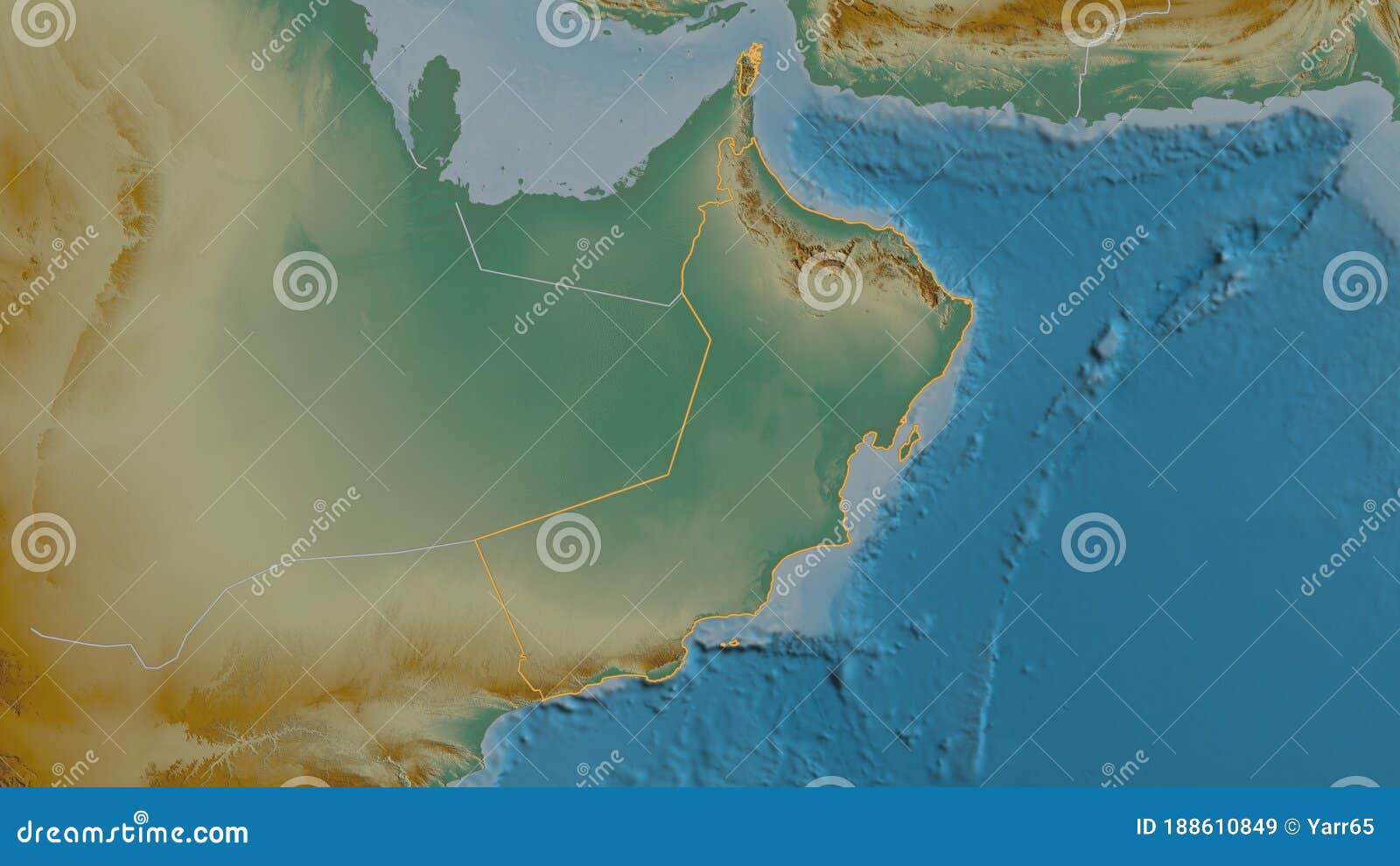 Oman - overview. Relief stock illustration. Illustration of region ...