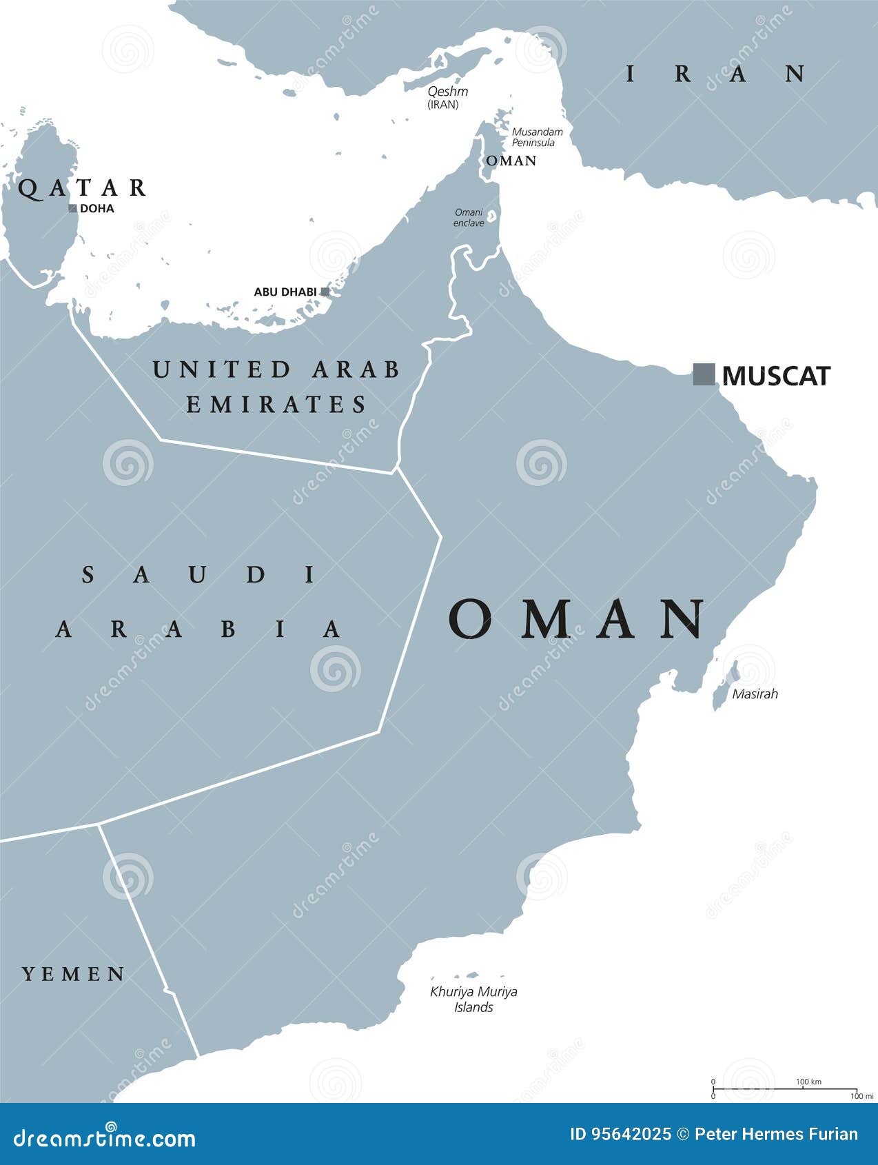 Oman polityczna mapa ilustracja wektor. Ilustracja złożonej z ...