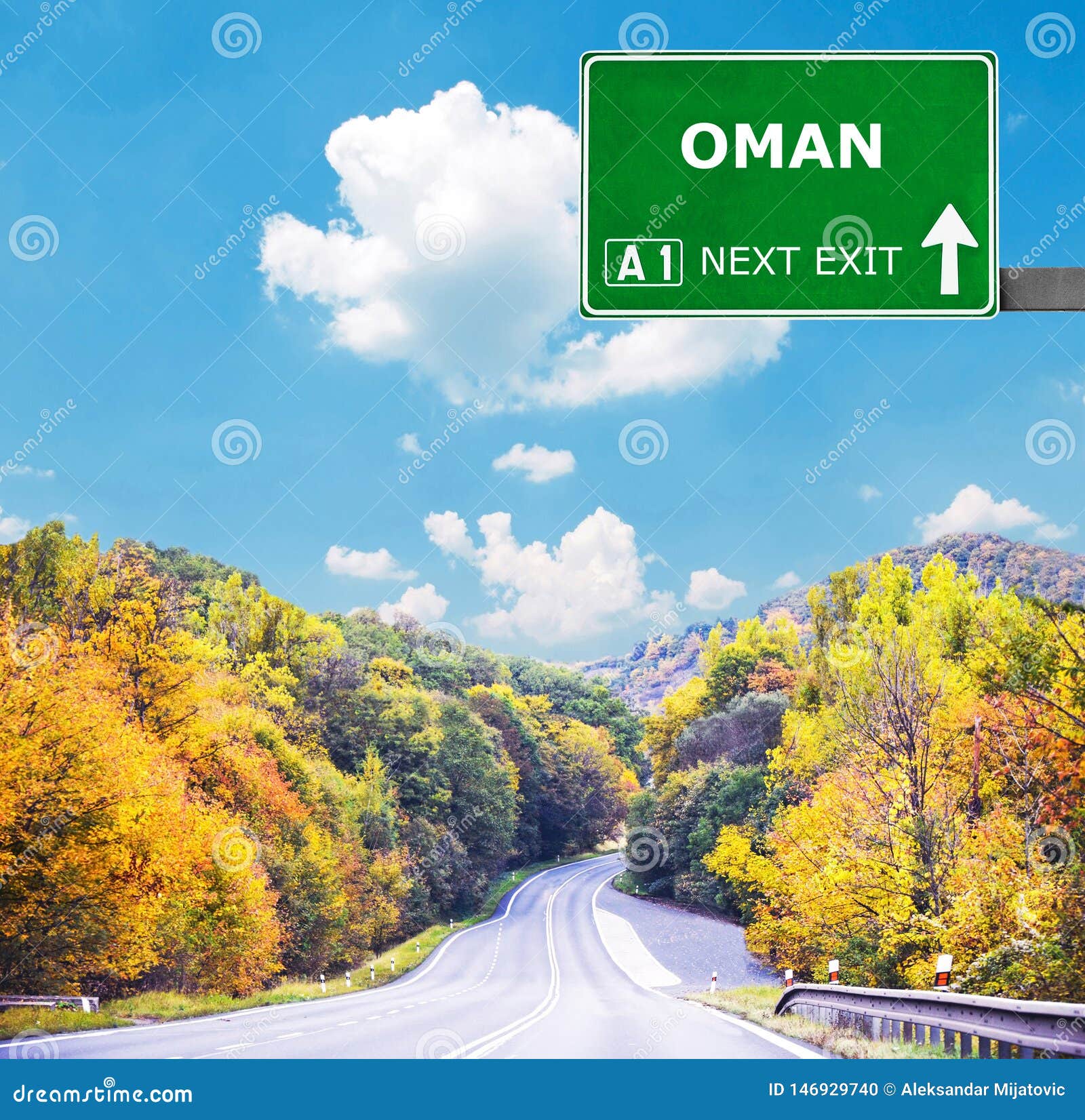 OMAN Road Sign Against Clear Blue Sky Stock Photo - Image of greeting ...