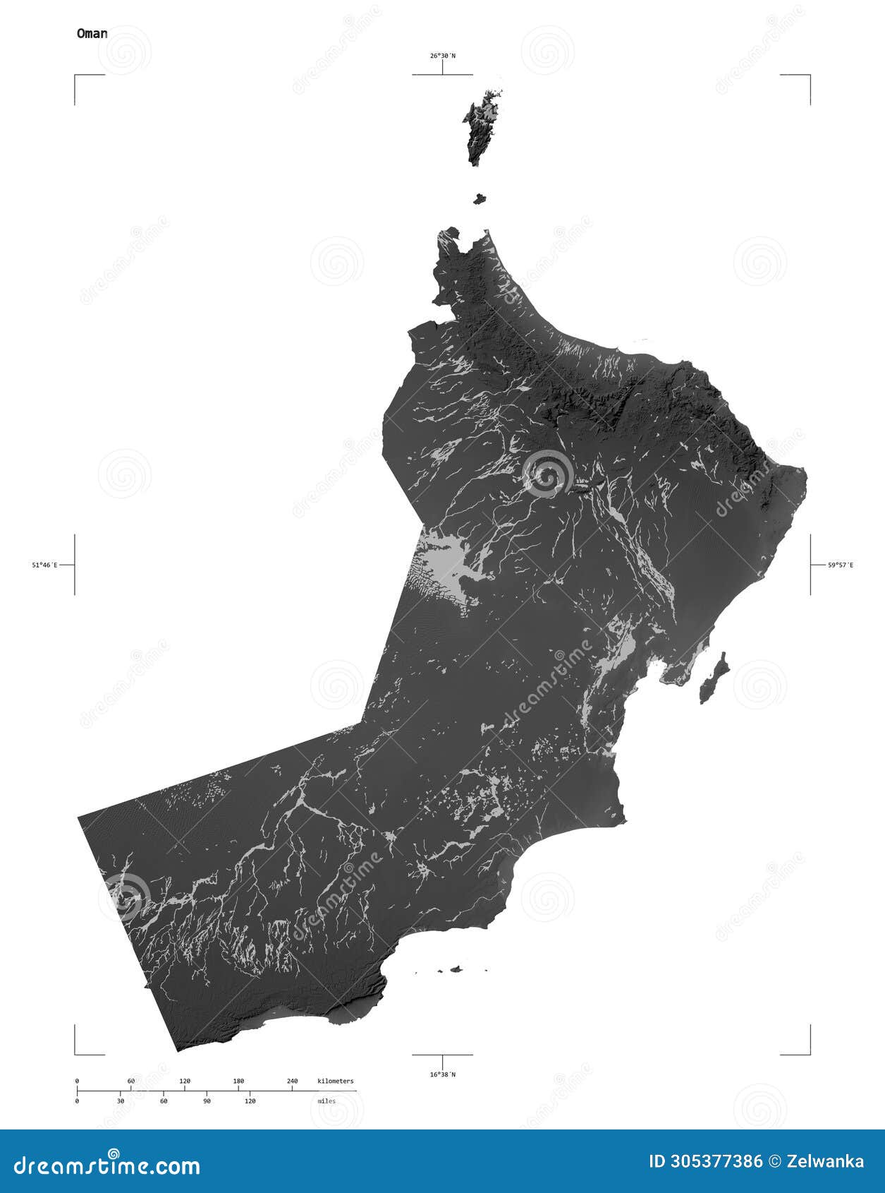 Oman Shape on White. Grayscale Stock Illustration - Illustration of ...