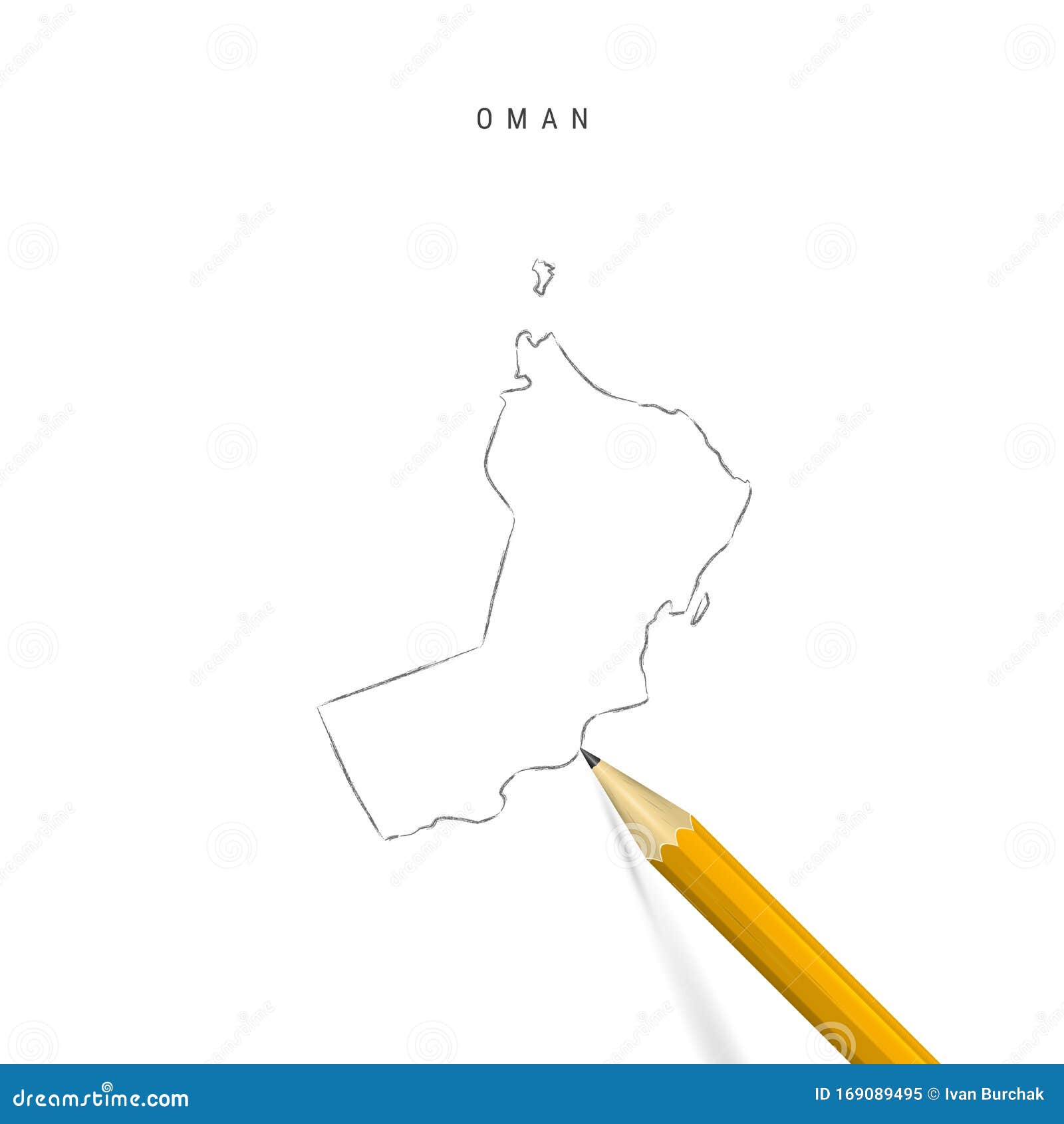 Oman Freehand Sketch Outline Vector Map Isolated on White Background ...