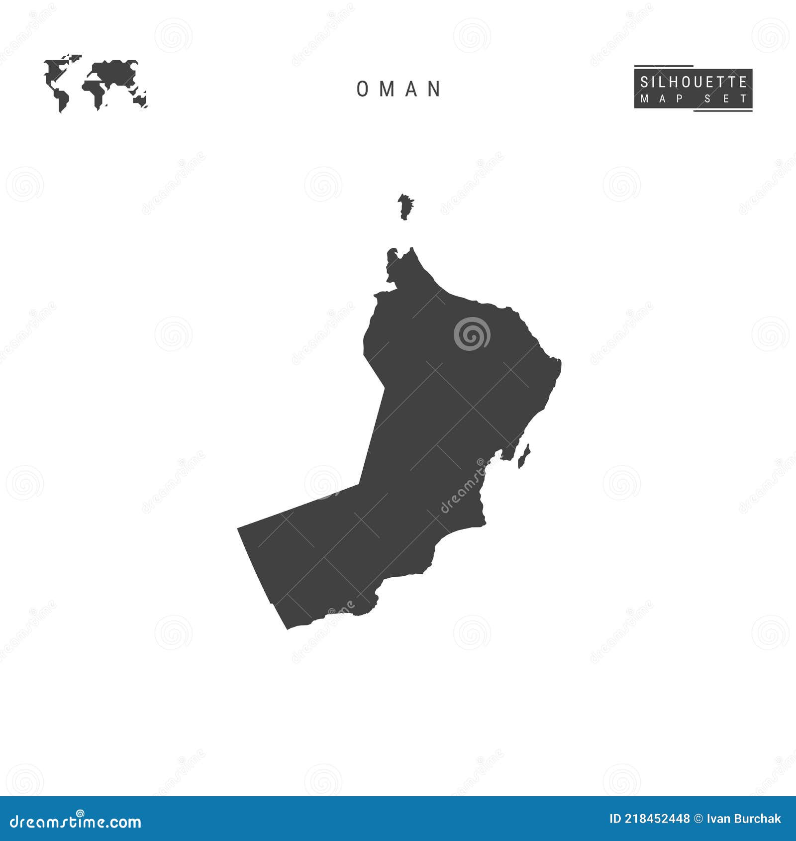Oman Vector Map Isolated On White Background. High-Detailed Black ...