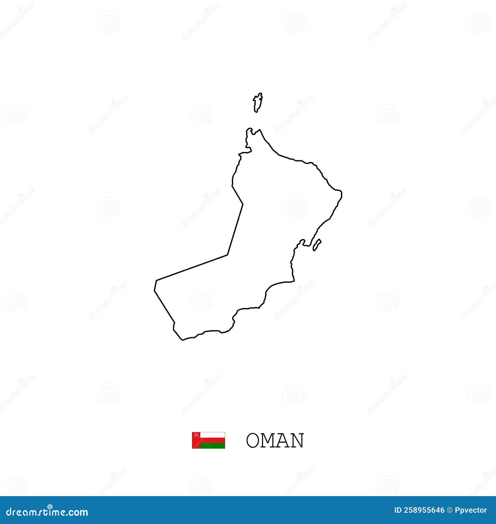 Oman Vector Map Outline, Line, Linear. Oman Black Map on White ...