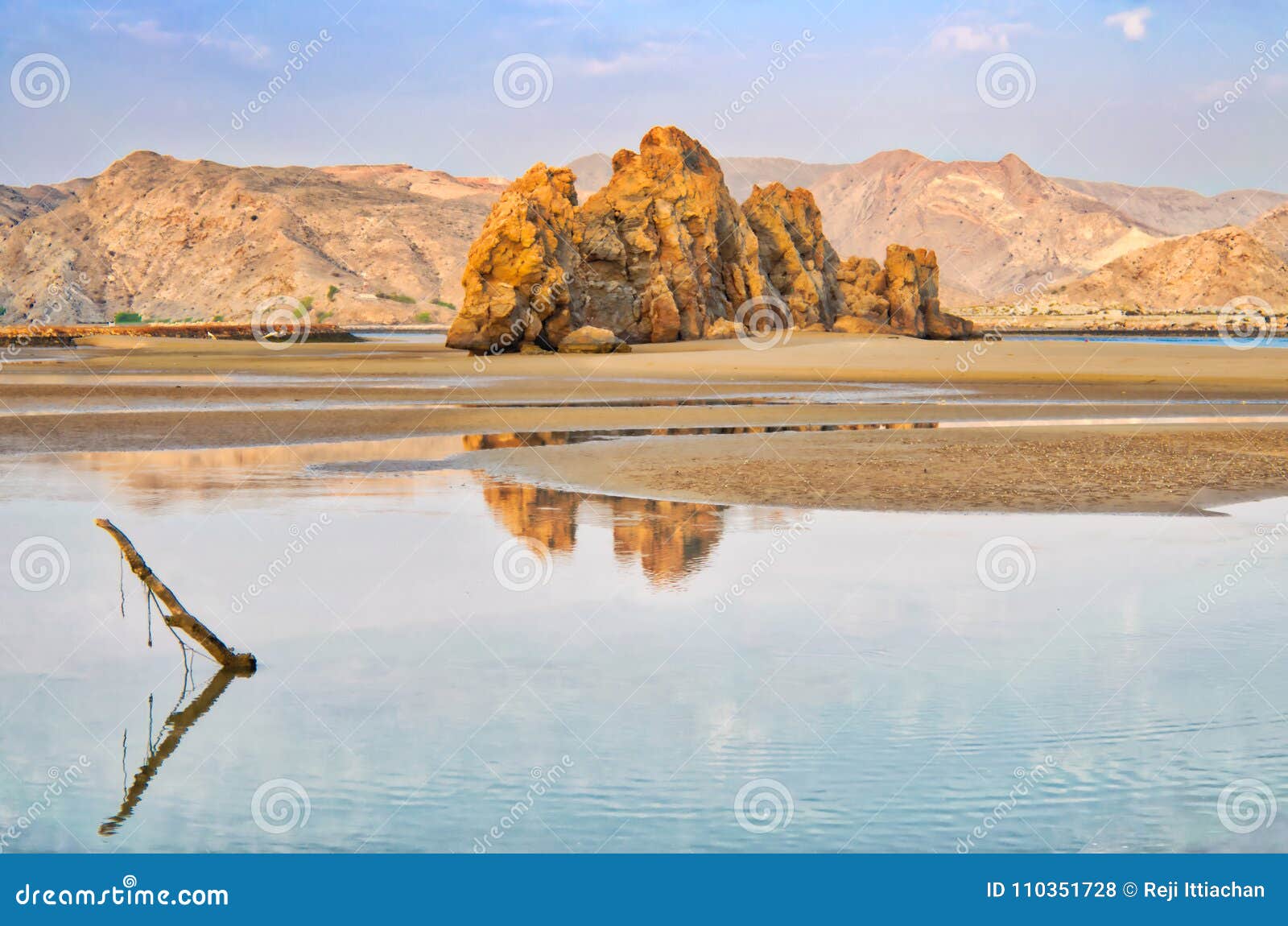 Oman Landscape and Reflection Stock Photo - Image of rock, sand: 110351728