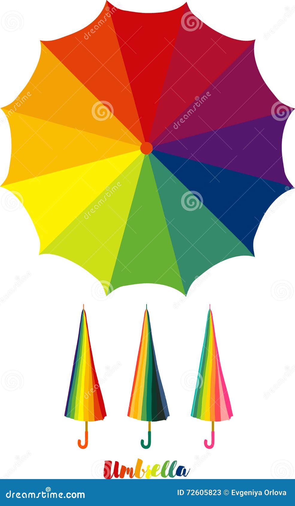 Ombrello, Ombrello Aperto E Chiuso Variopinto Illustrazione Vettoriale ...