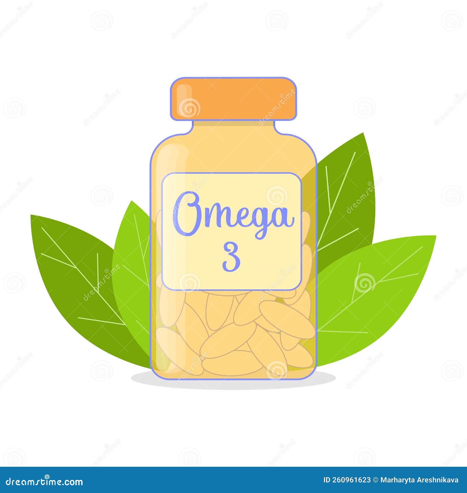 Omega 3 Bottle with Capsules. Stock Vector - Illustration of care ...