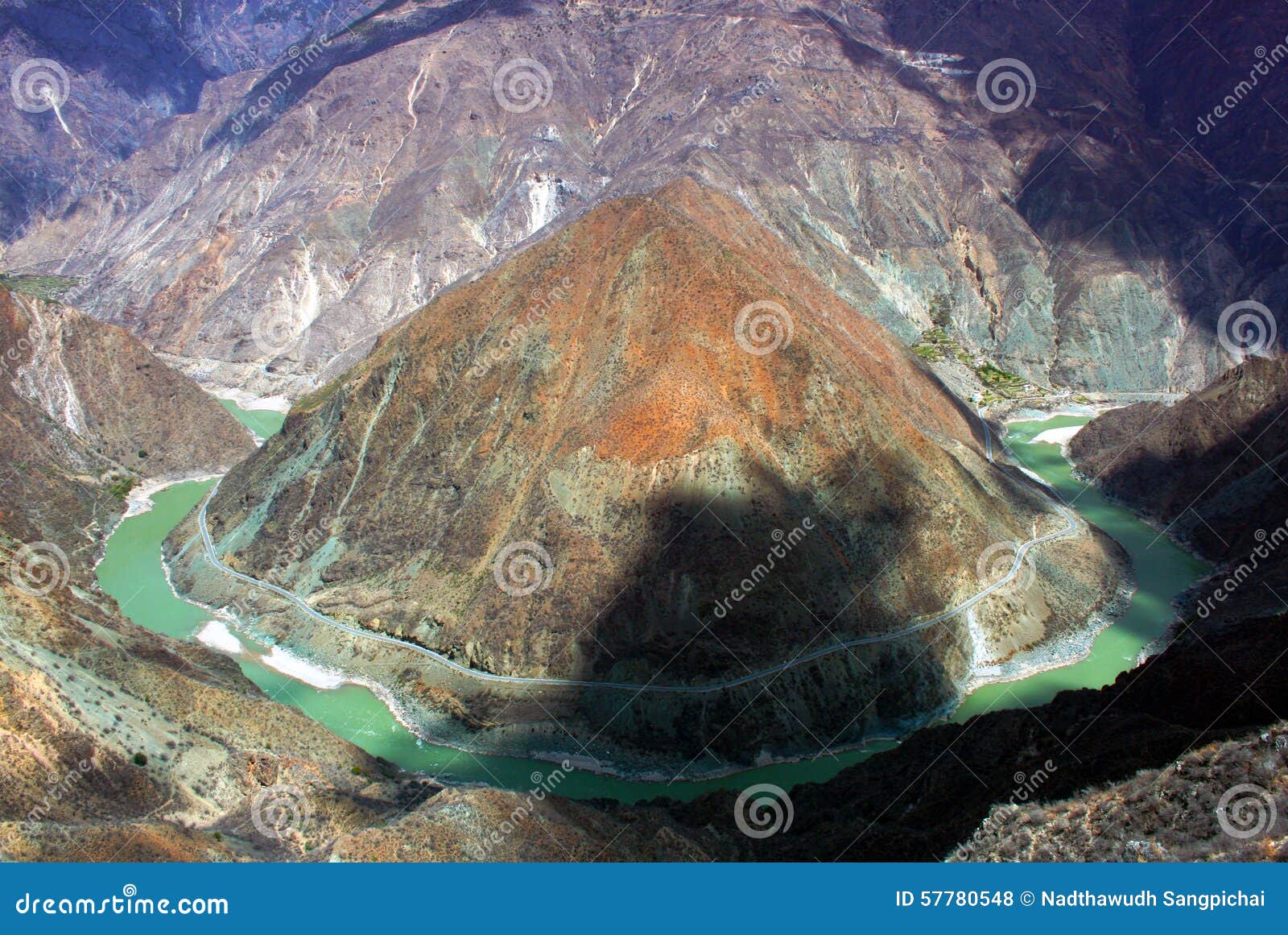 Omega Curve, the First Curve on Yang-C River, Deqen, China Stock Photo ...