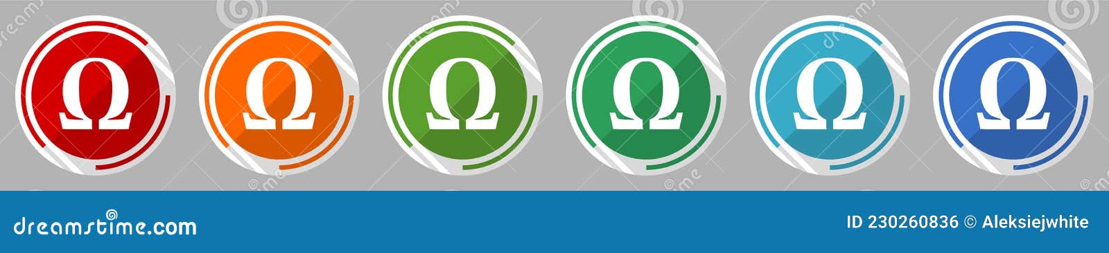 Omega Icon Set, Vector Illustration in 6 Colors Options for Webdesign ...