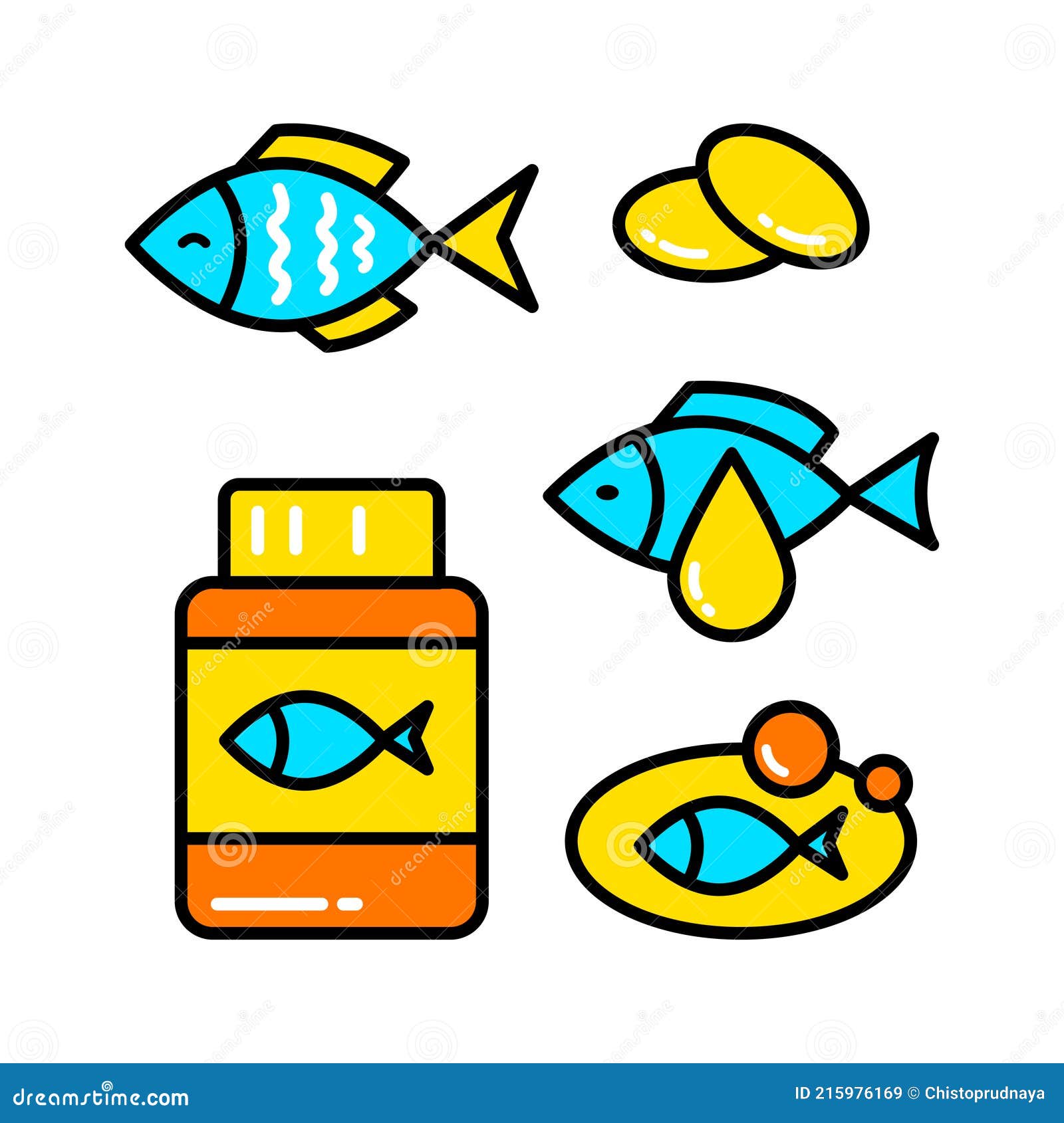 Fish Oil Icon Set Fish Simple Icon Set Stock Vector - Illustration of ...