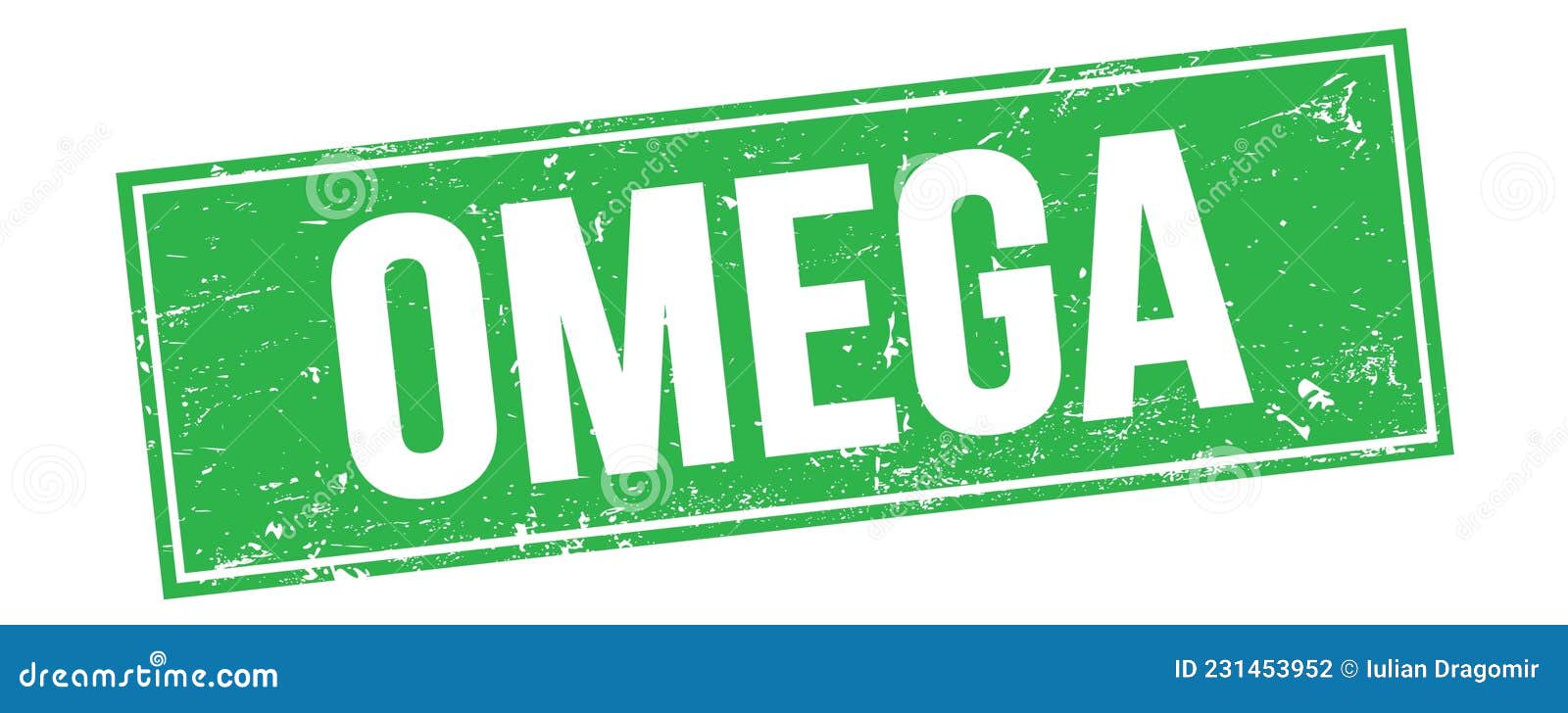 OMEGA Text on Green Grungy Rectangle Stamp Stock Illustration ...