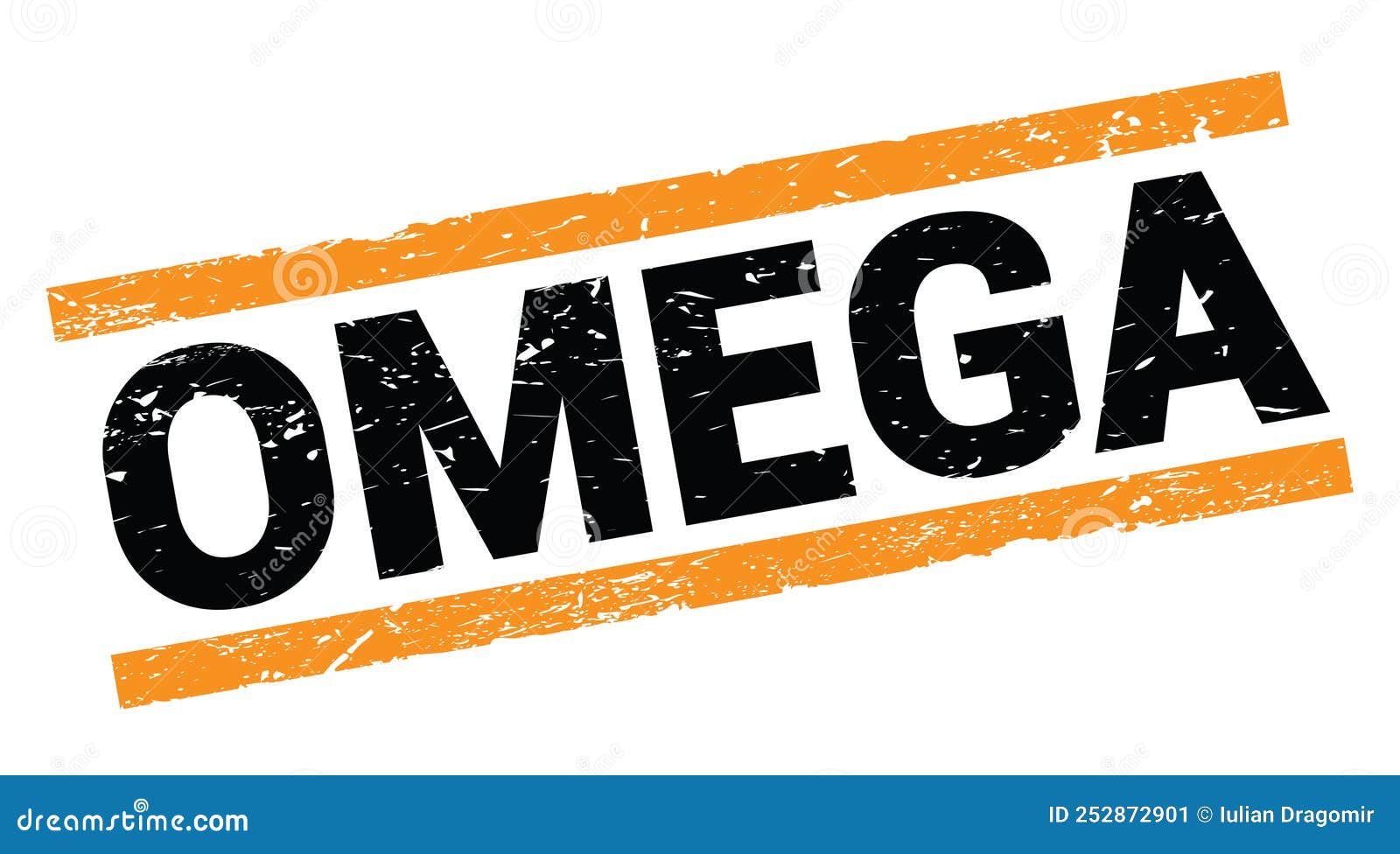 OMEGA Text on Orange Rectangle Stamp Sign Stock Illustration ...