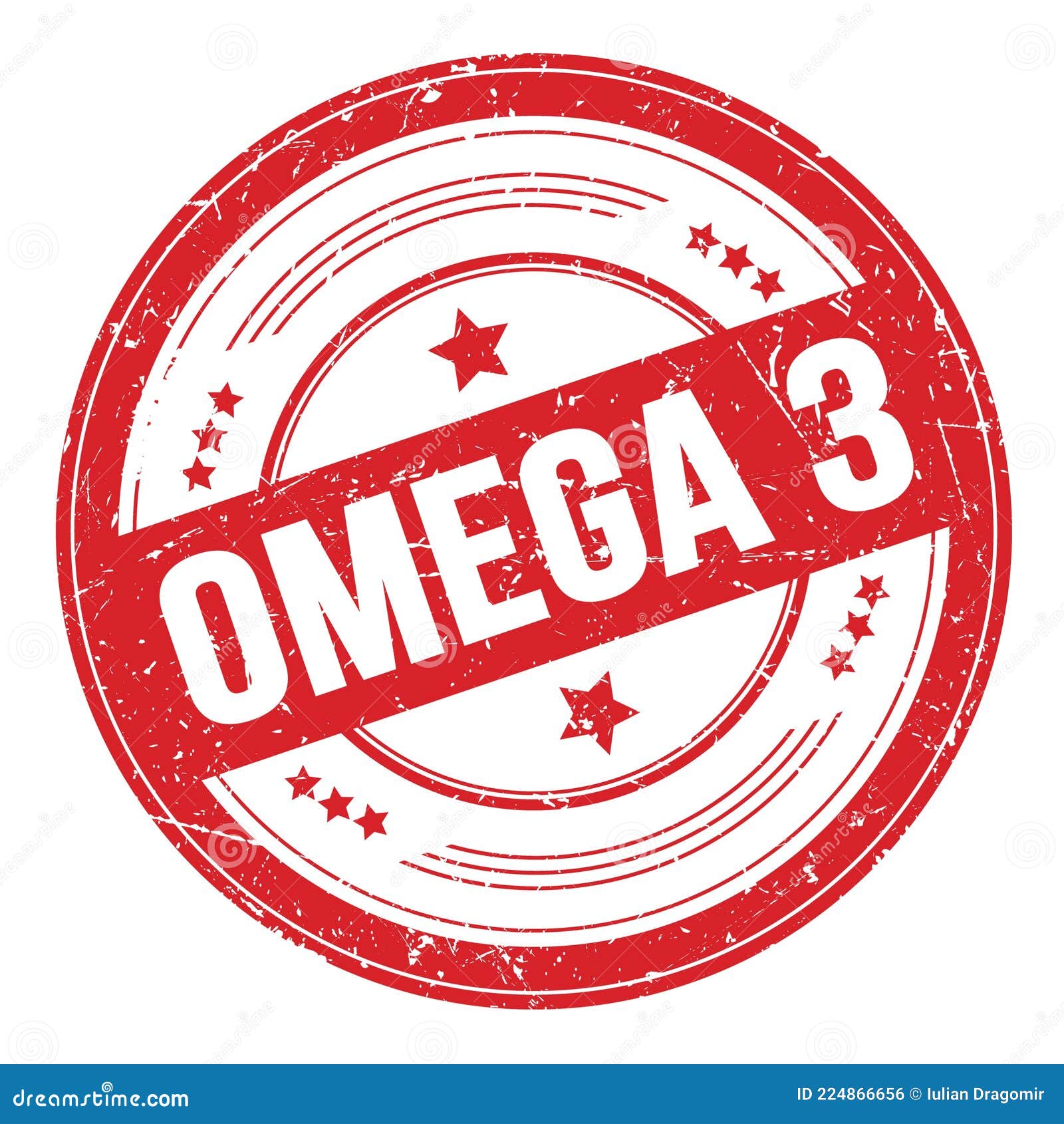 OMEGA 3 Text on Red Round Grungy Stamp Stock Illustration ...