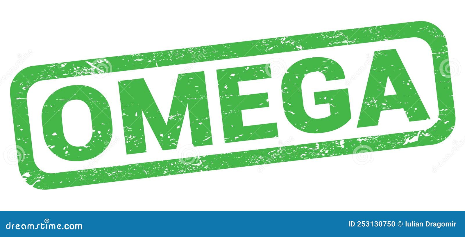 OMEGA Text Written on Green Rectangle Stamp Stock Illustration ...