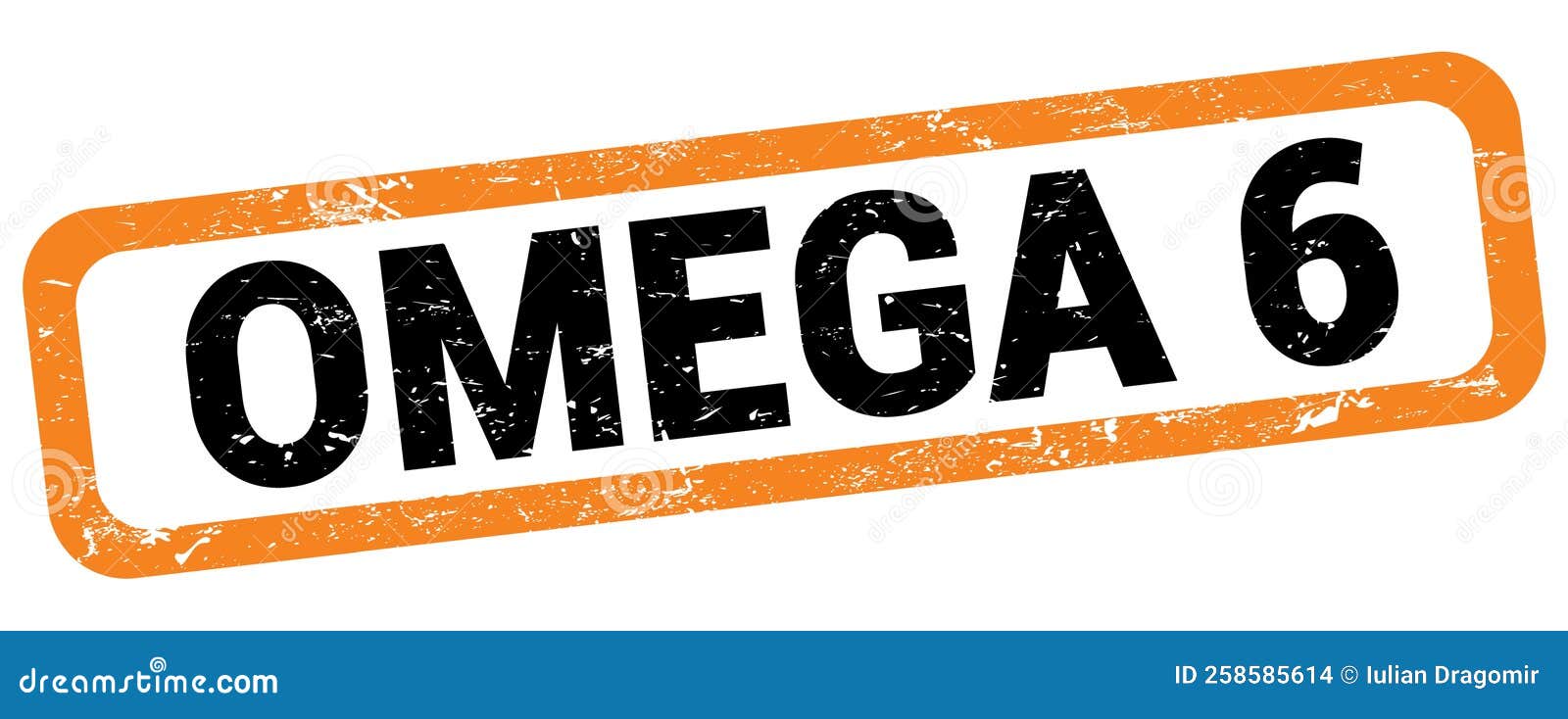OMEGA 6 Text Written on Orange-black Rectangle Stamp Stock Illustration ...