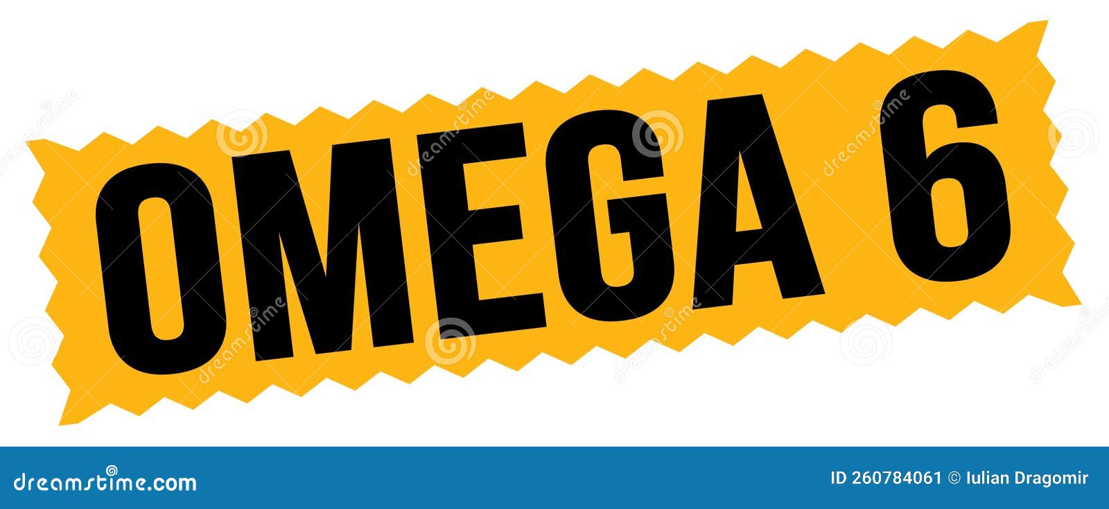 OMEGA 6 Text Written on Orange-black Zig-zag Stamp Stock Illustration ...