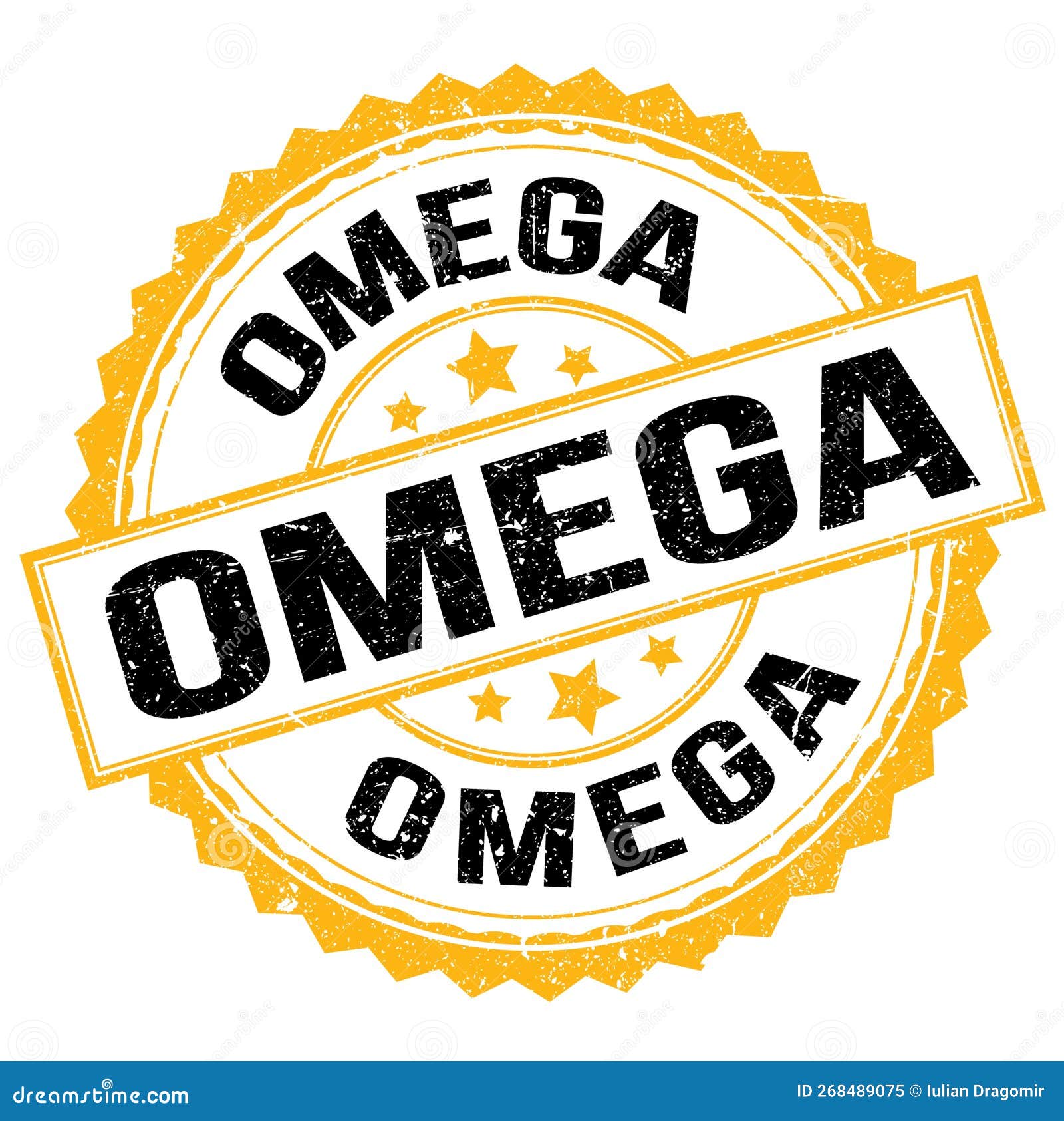 OMEGA Text on Yellow-black Round Stamp Sign Stock Illustration ...