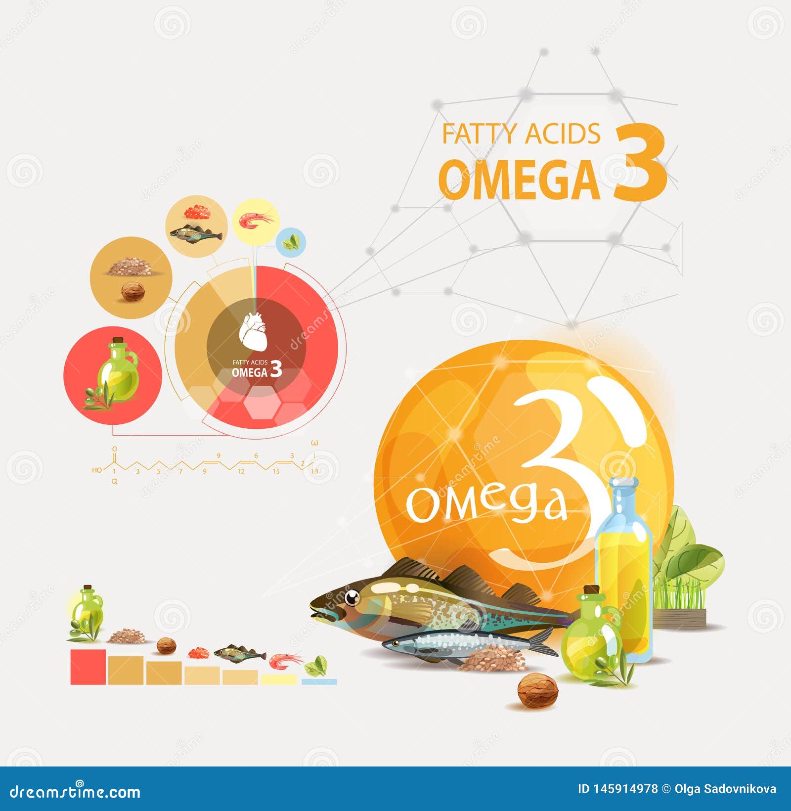Omega 3. Top Natural Organic Foods Stock Vector - Illustration of ...
