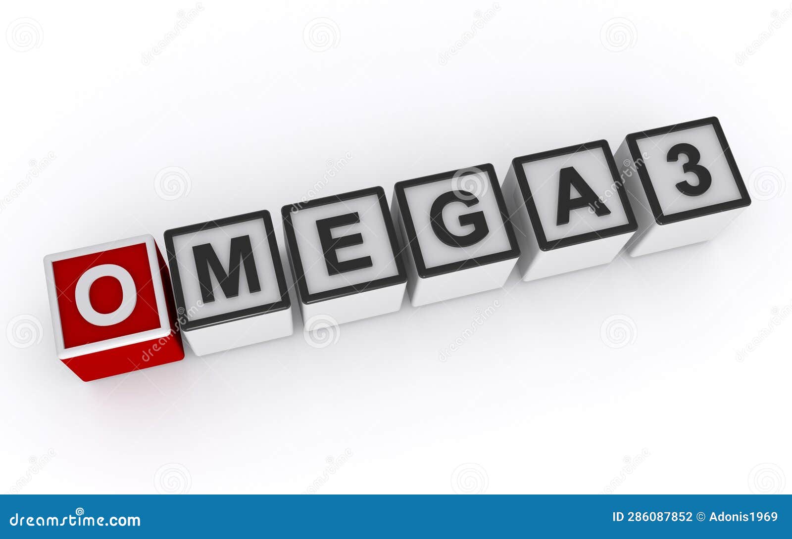 Omega 3 word block on stock illustration. Illustration of block - 286087852